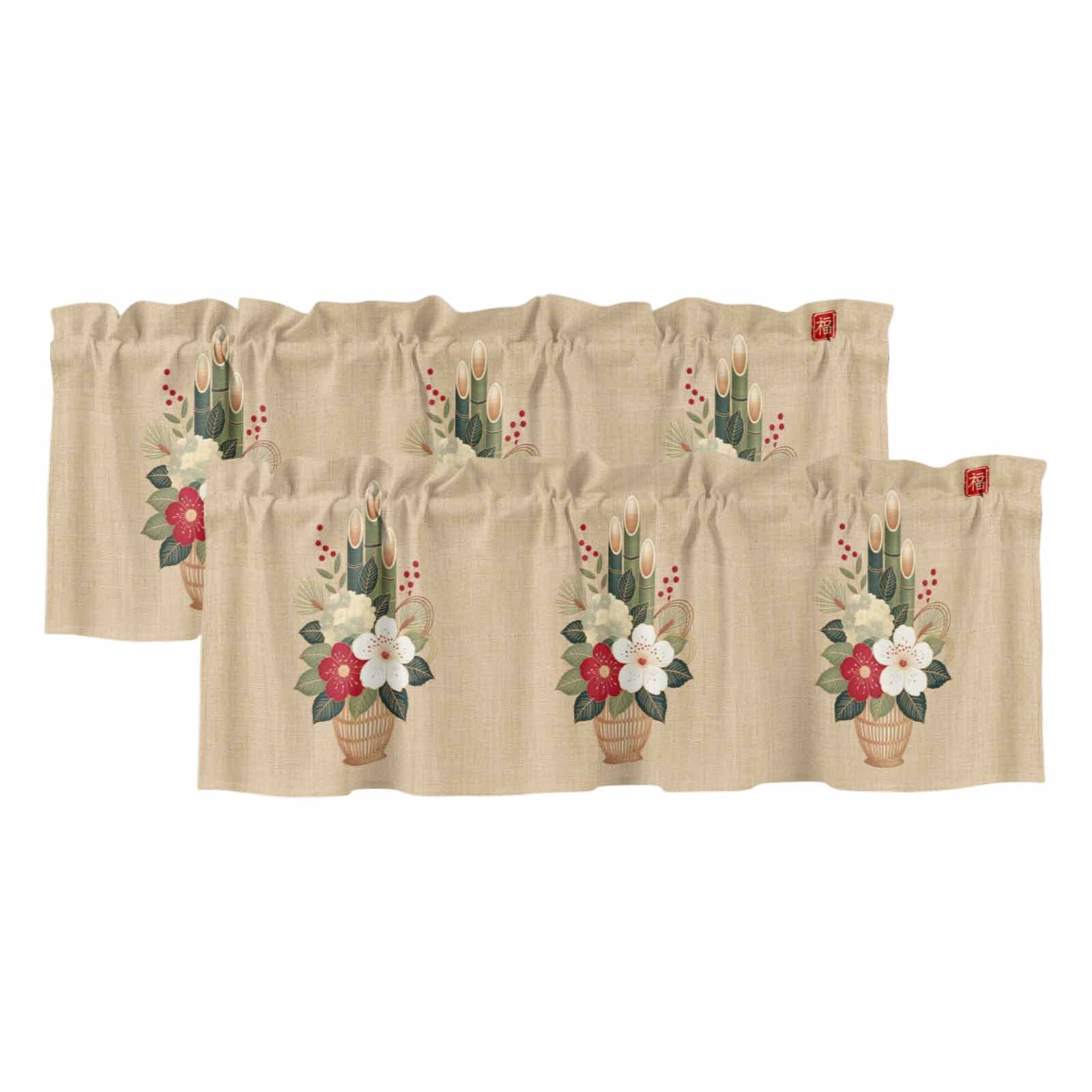 2 Pack Cherry Blossoms Valances for Windows Bedroom Living Room Window ...