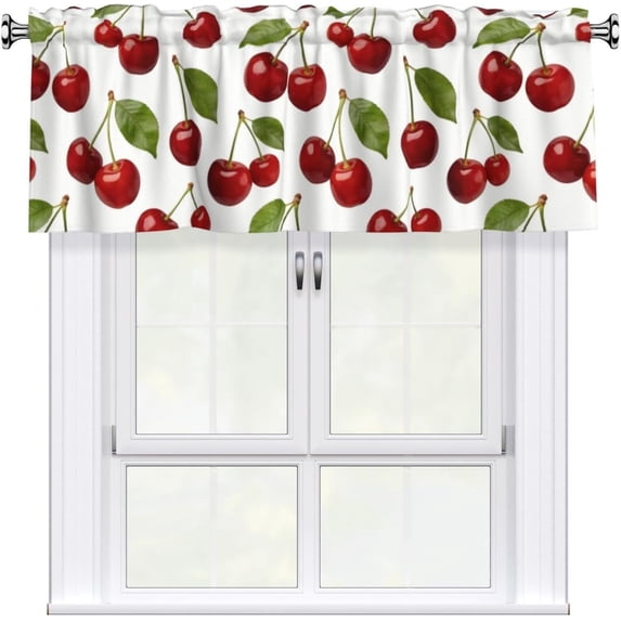 2 Pack Cherry Valances for Windows, Rod Pocket Valance for Windows ...