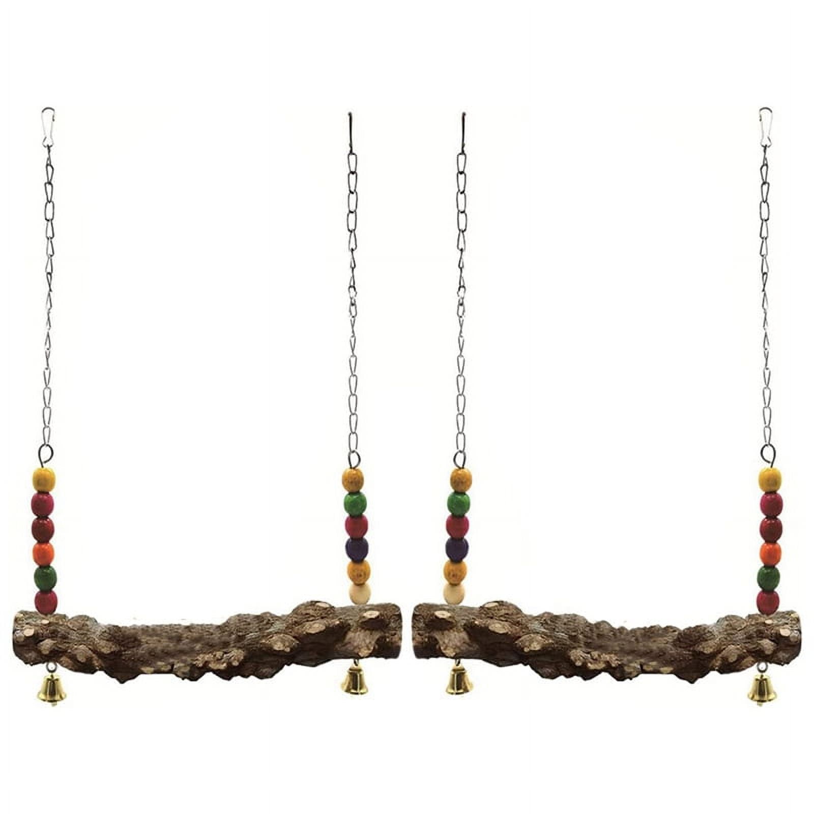 2 Pack Chicken Bird Swing,Natural Wooden Swing Toys,Wood Stand for ...