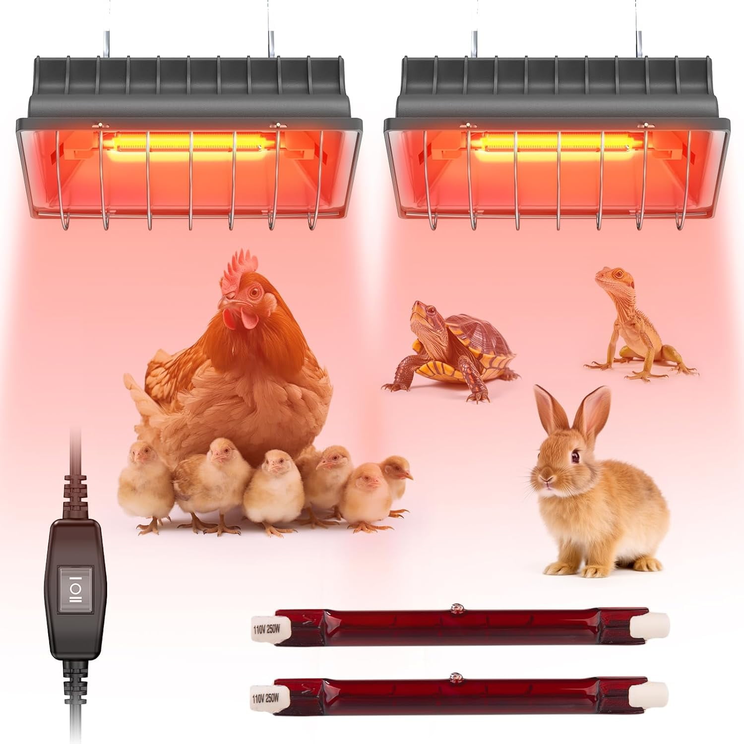 2 Pack - Chicken Coop Heater for 60 Chicks Or Ducklings,7.86ft Cord ...