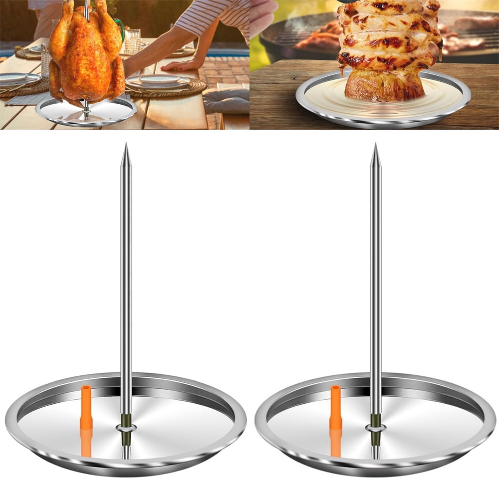 2 Pack Chicken Roaster Stand,Vertical Kebab Skewer,Stainless Steel ...