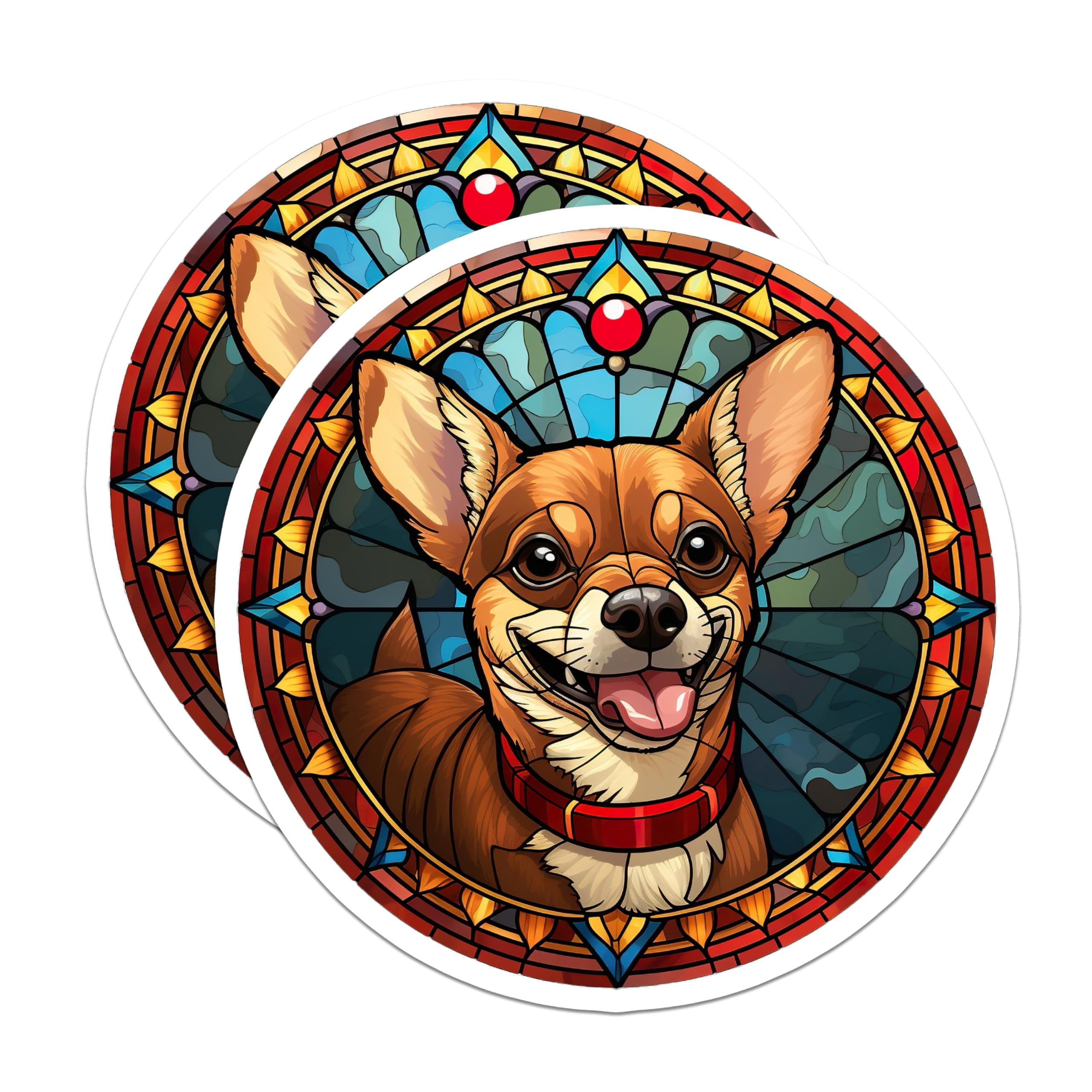 (2 Pack) Chihuahua Magnets - Stained Glass Dog Art - Cute Pet Owner ...
