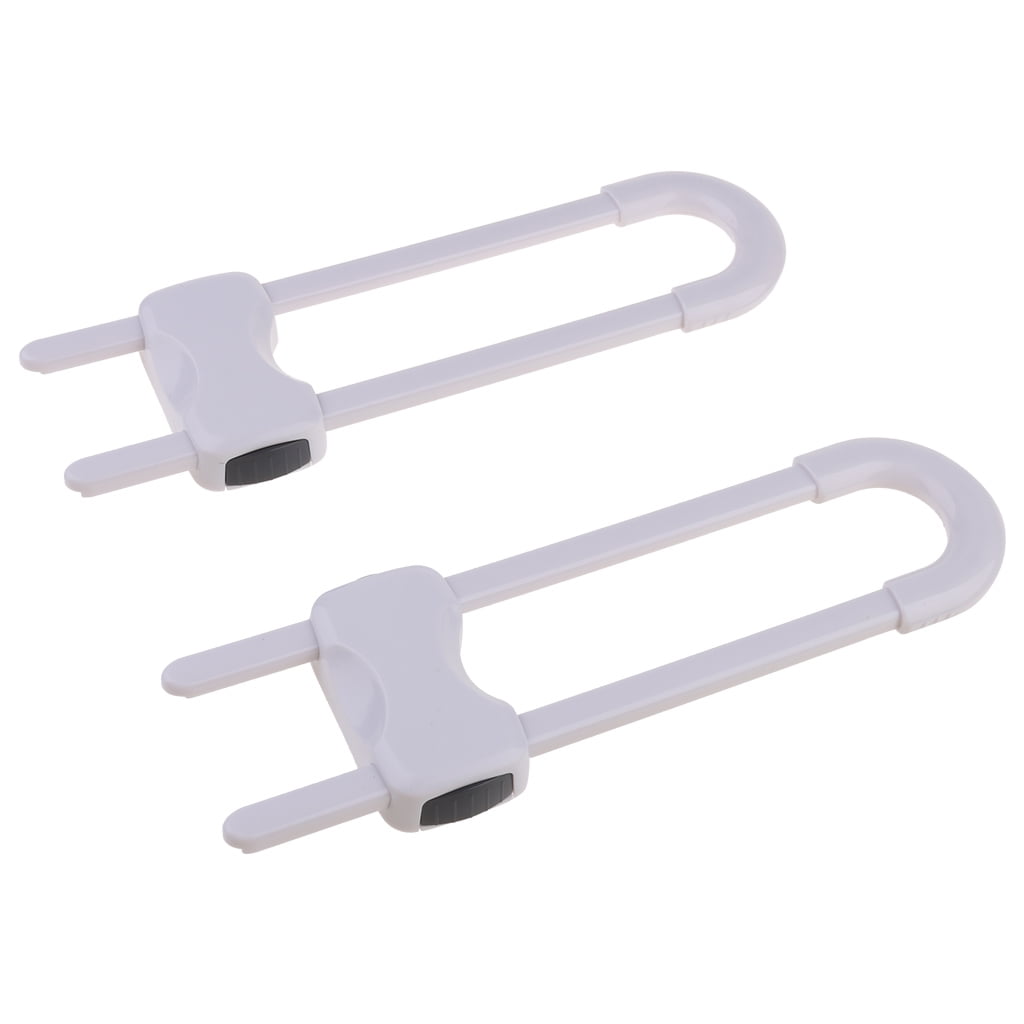 2 Pack Child Safety Sliding Cabinet Locks Baby U Shape Sliding Safety ...
