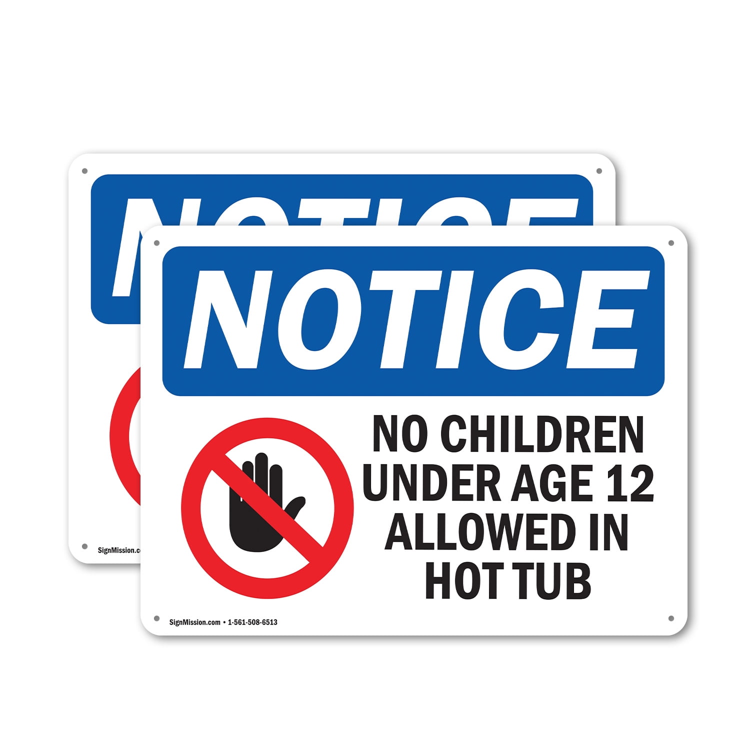 (2 Pack) No Children Under Age 12 Allowed OSHA Notice Sign 24 Inch X 18 ...
