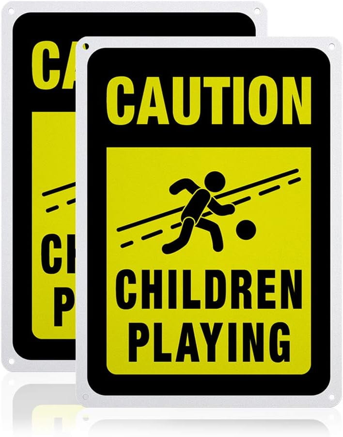2 Pack Children Playing Caution Sign 7x10 inches 40 Mil Aluminum ...