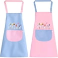 2 Pack Children's Apron, Pink and Blue Cute Kids Apron, Adjustable ...