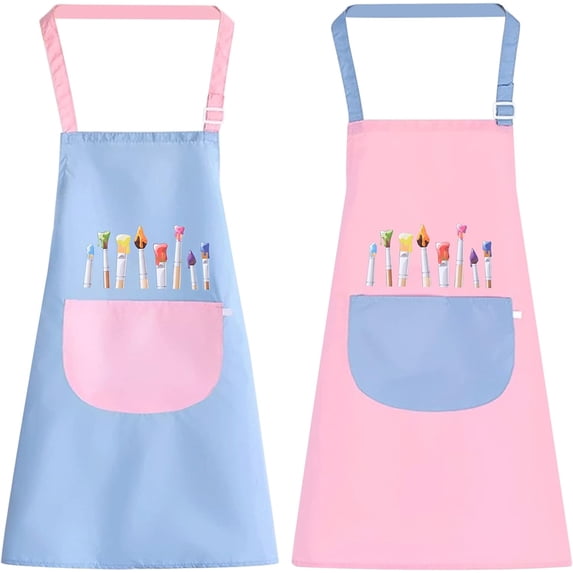 2 Pack Children's Apron, Pink and Blue Cute Kids Apron, Adjustable ...
