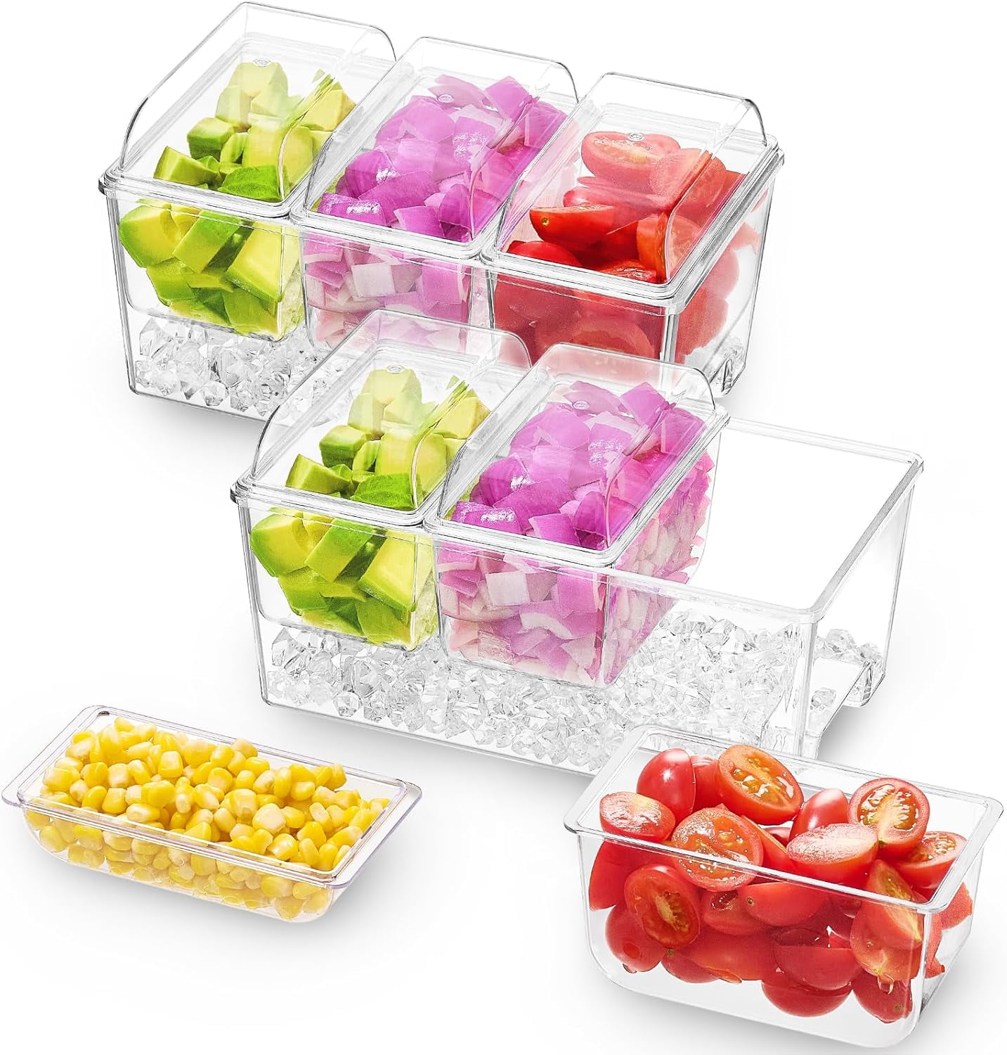 2 Pack Chilled Condiment Box with 5 Containers (2.5 Cups), Condiment ...