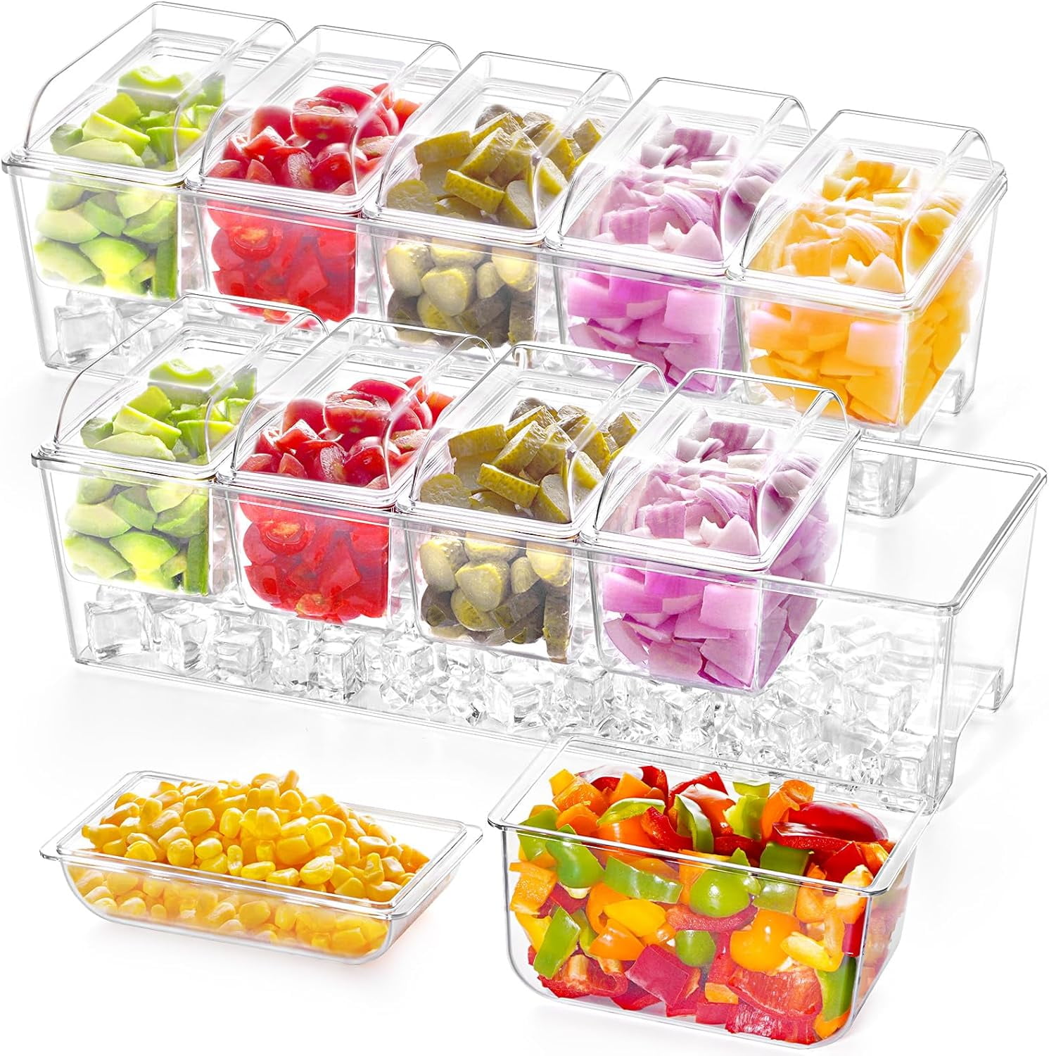 2 Pack Chilled Condiment Box with 5 Containers (2.5 Cups), Condiment ...