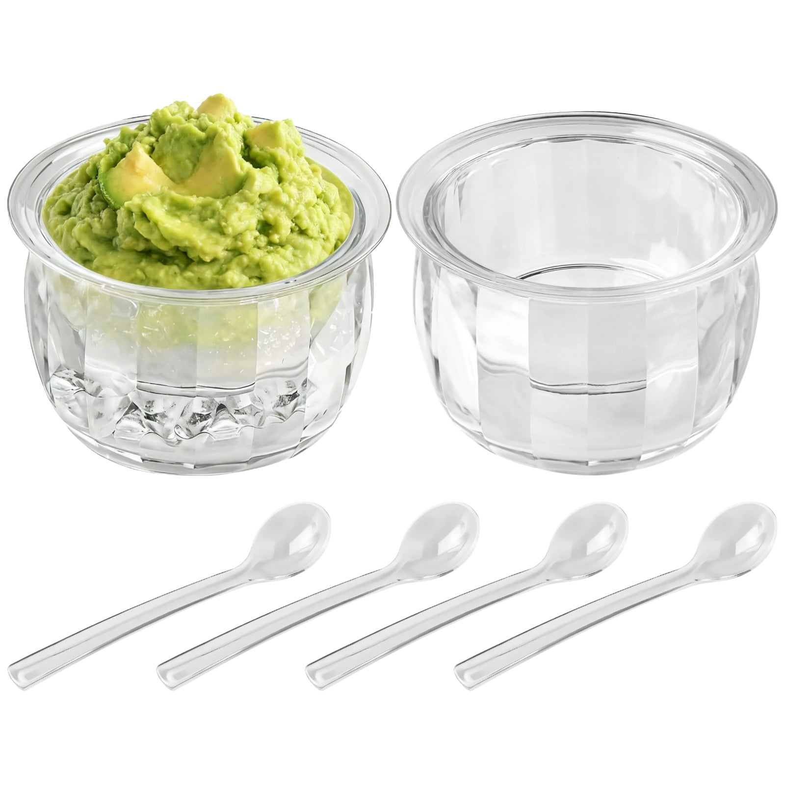 2 Pack Chilled Serving Bowls, Transparent Double Layer Plastic Ice ...