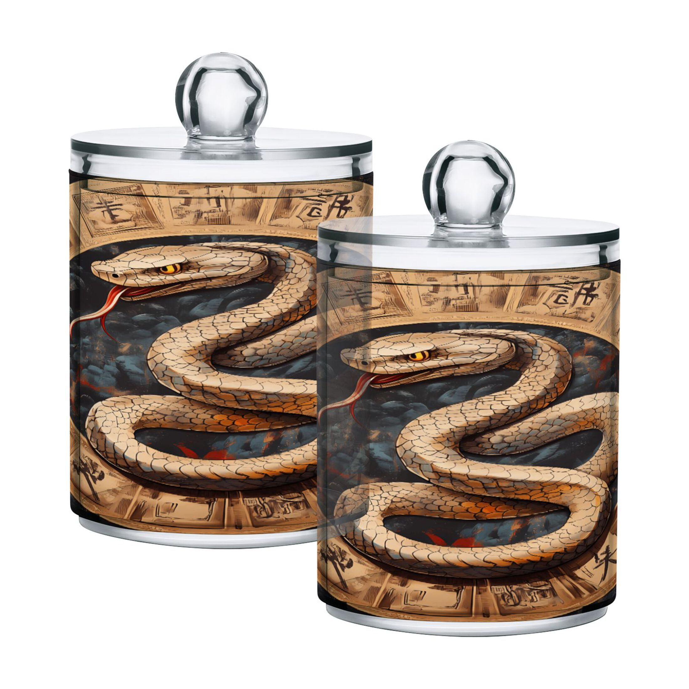 2 Pack Chinese Zodiac Of Snake Qtip Holder Dispenser Clear Plastic ...