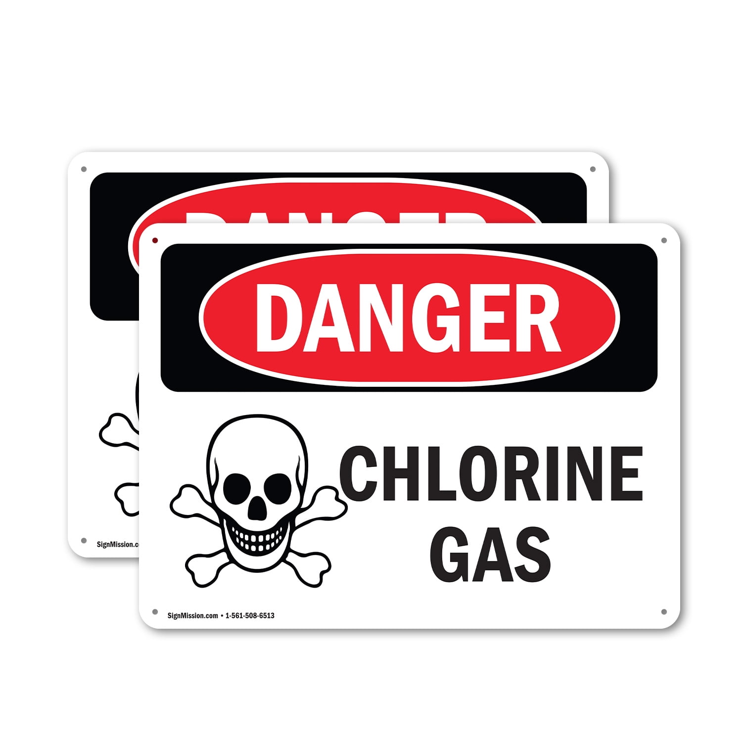 (2 Pack) Chlorine Gas OSHA Danger Sign 18 Inch X 12 Inch Plastic Sign ...