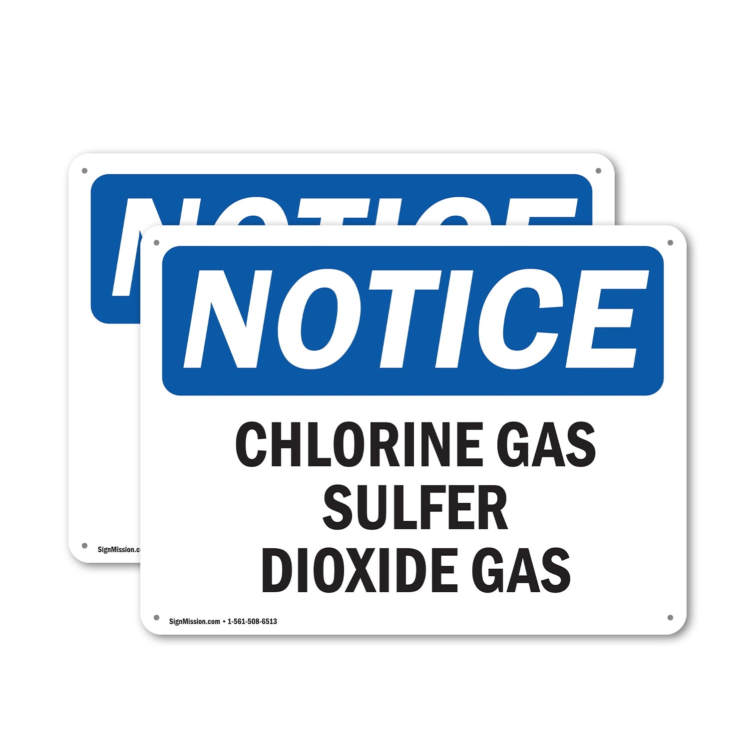 (2 Pack) Chlorine Gas Sulfur Dioxide Gas OSHA Notice Sign 14 Inch X 10 ...