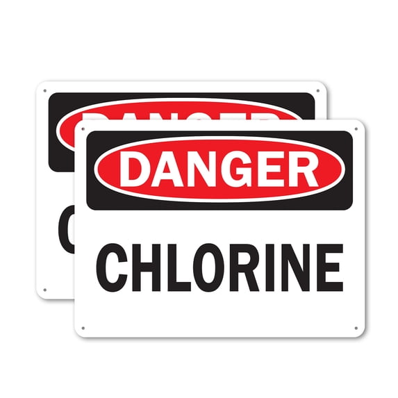 (2 Pack) Chlorine OSHA Danger Sign 14 Inch X 10 Inch Indoor / Outdoor ...