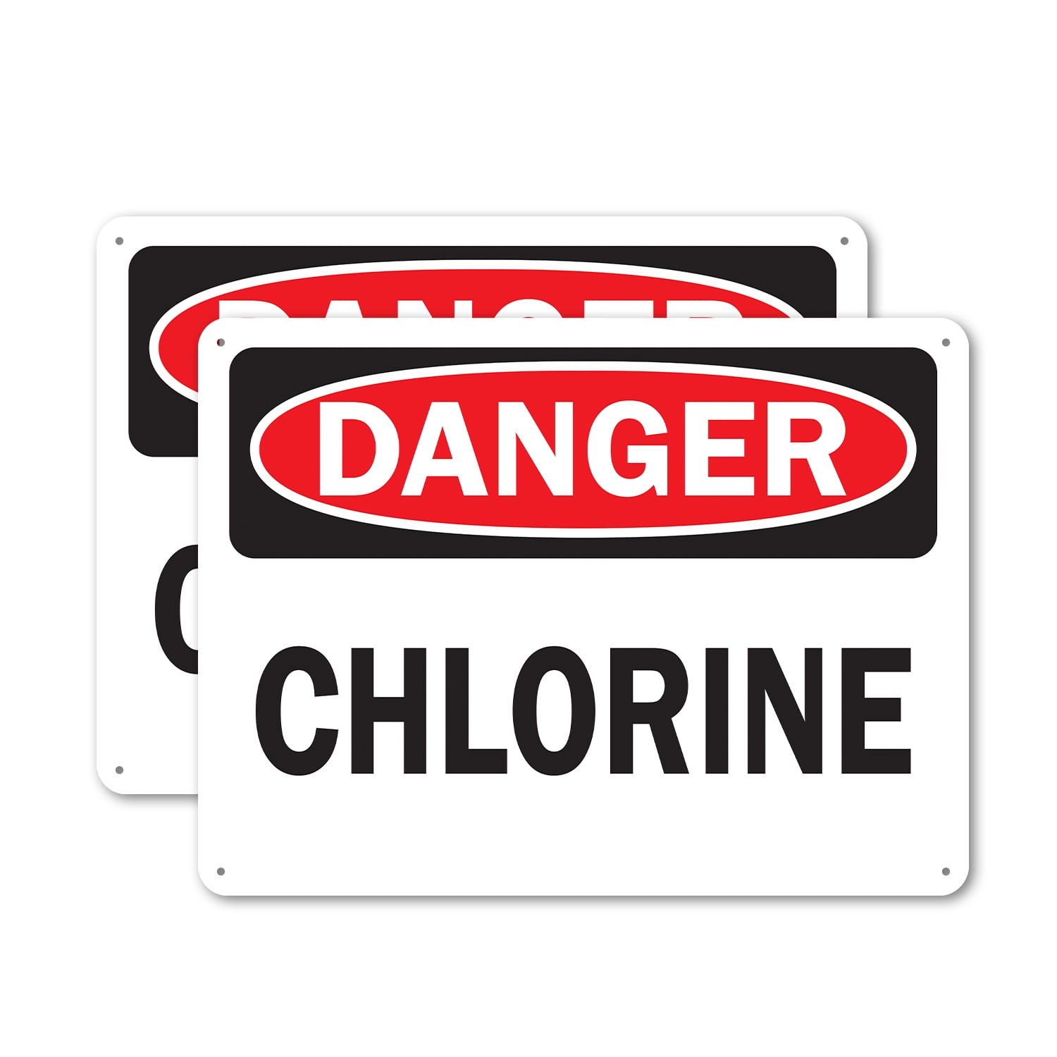 (2 Pack) Chlorine OSHA Danger Sign 18 Inch X 12 Inch Indoor / Outdoor ...