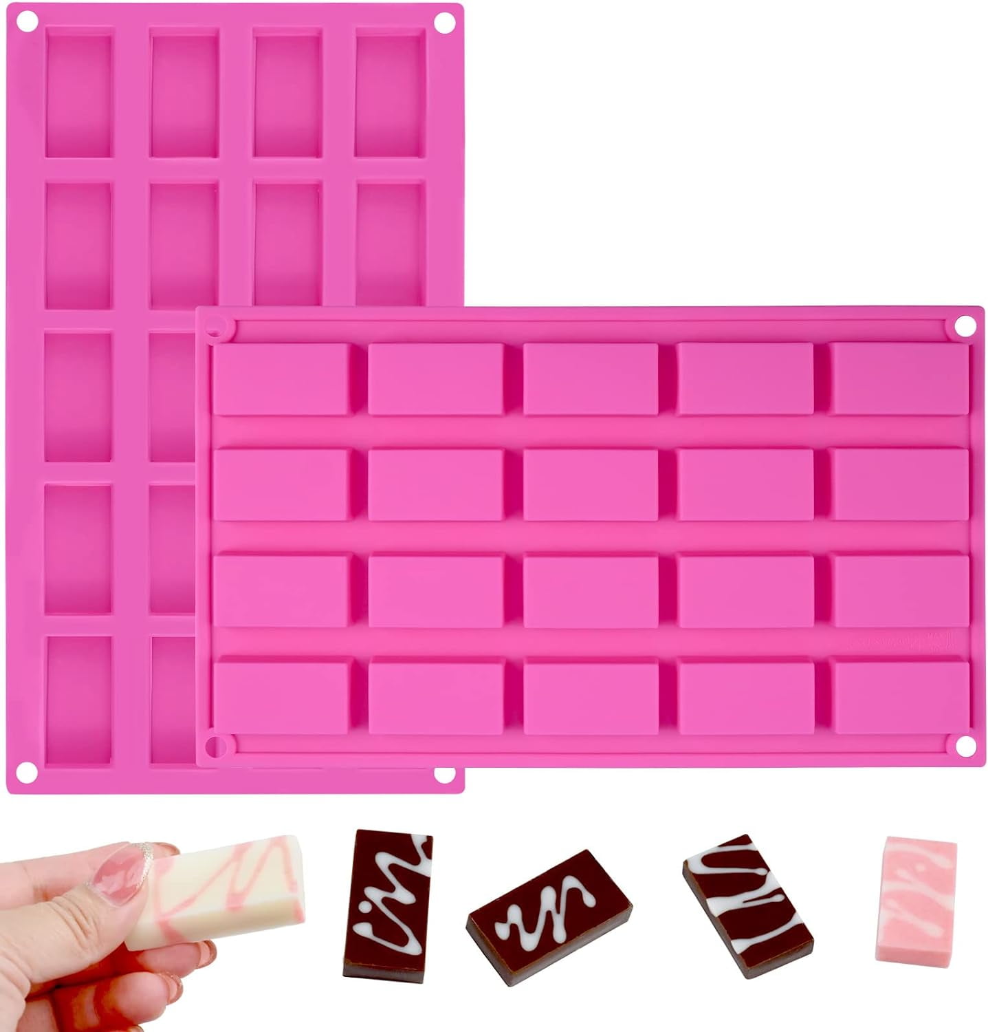 2 Pack Chocolate Bars Silicone Molds, Rectangles Candy Making Chocolate ...