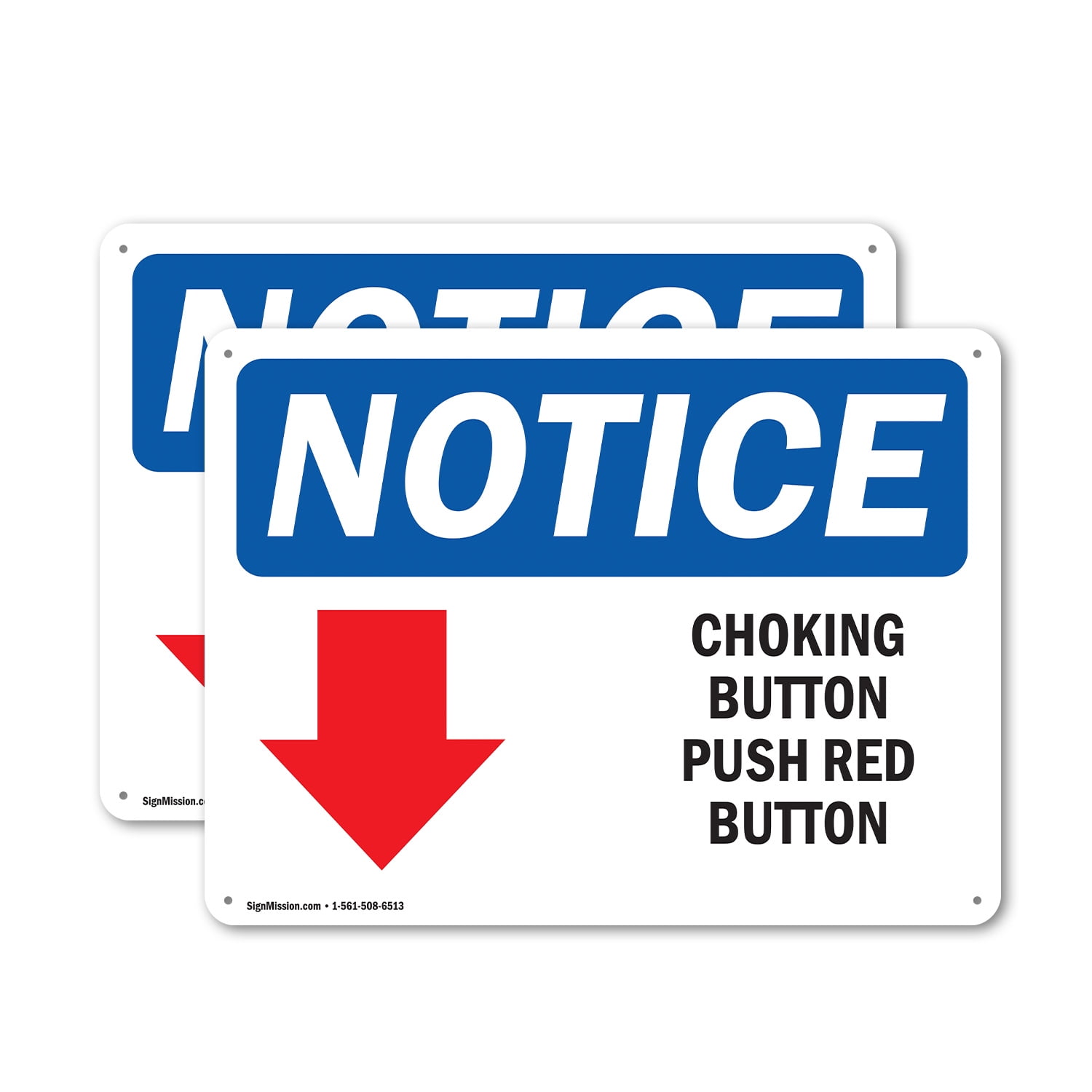 (2 Pack) Choking Button Push Red Button OSHA Notice Sign 10 Inch X 7 ...