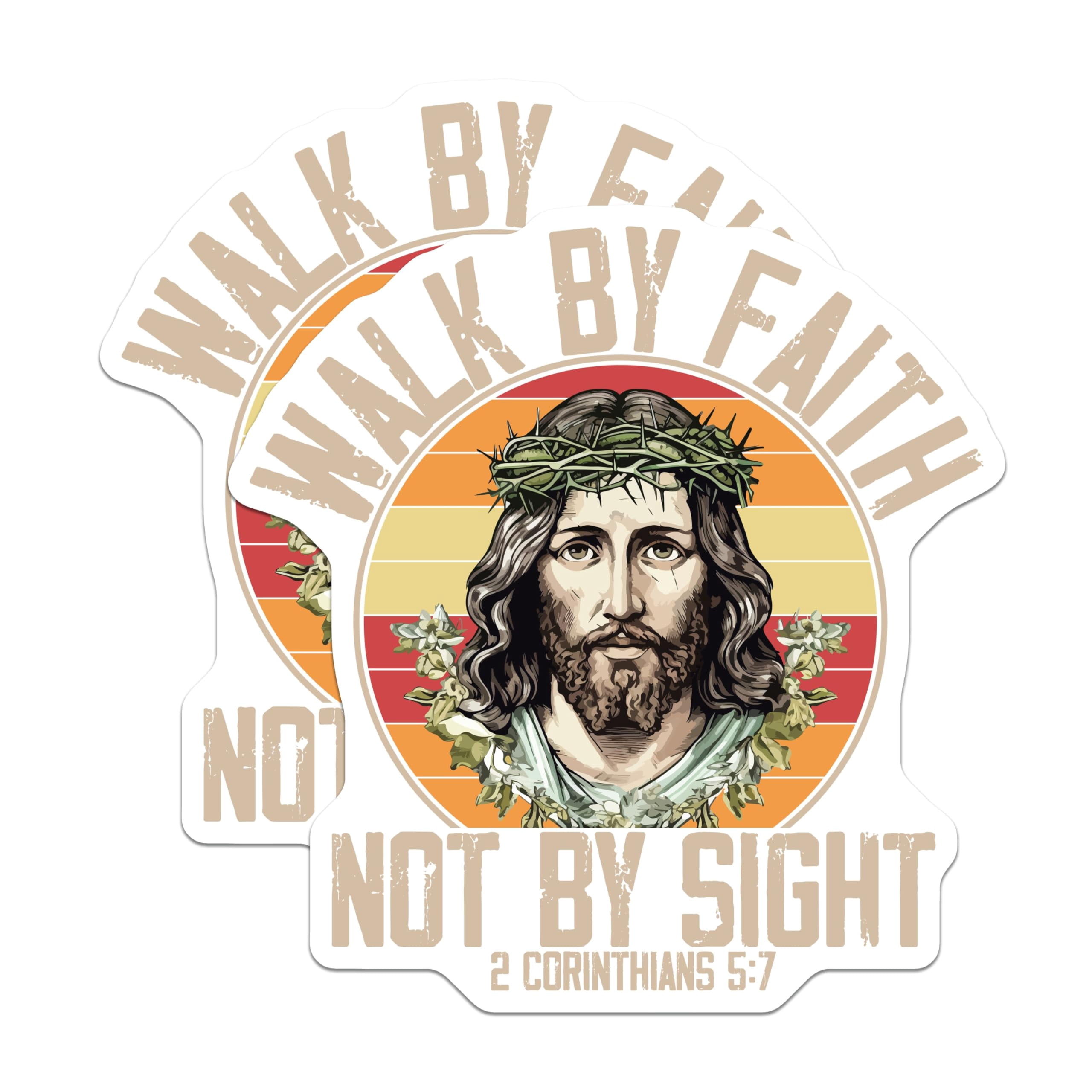 (2 Pack) Christian Faith Stickers - Jesus Walk by Faith - Bible Verse ...