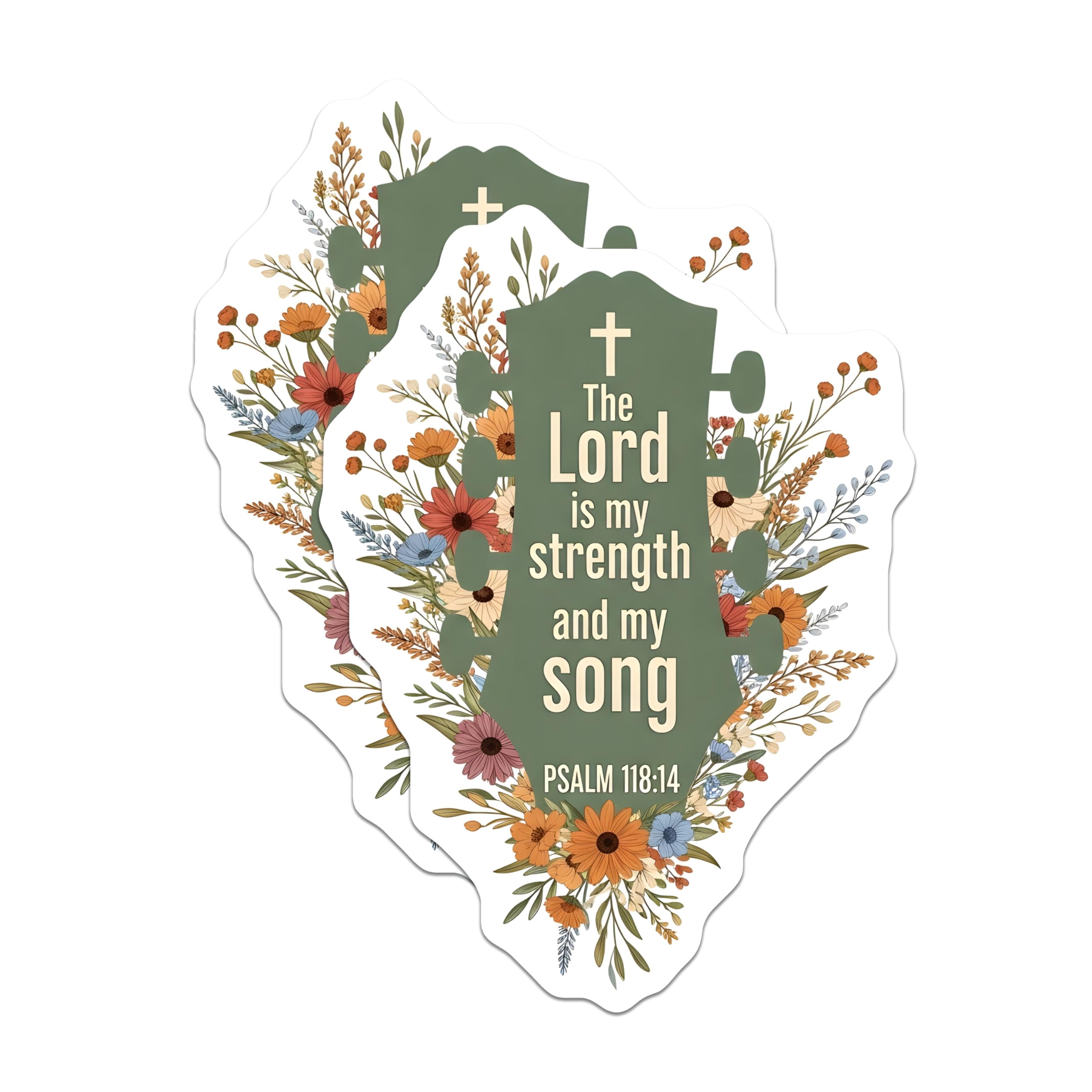 (2 Pack) Christian Magnets - Floral Guitar Decor - Psalm 118 14 Fridge ...