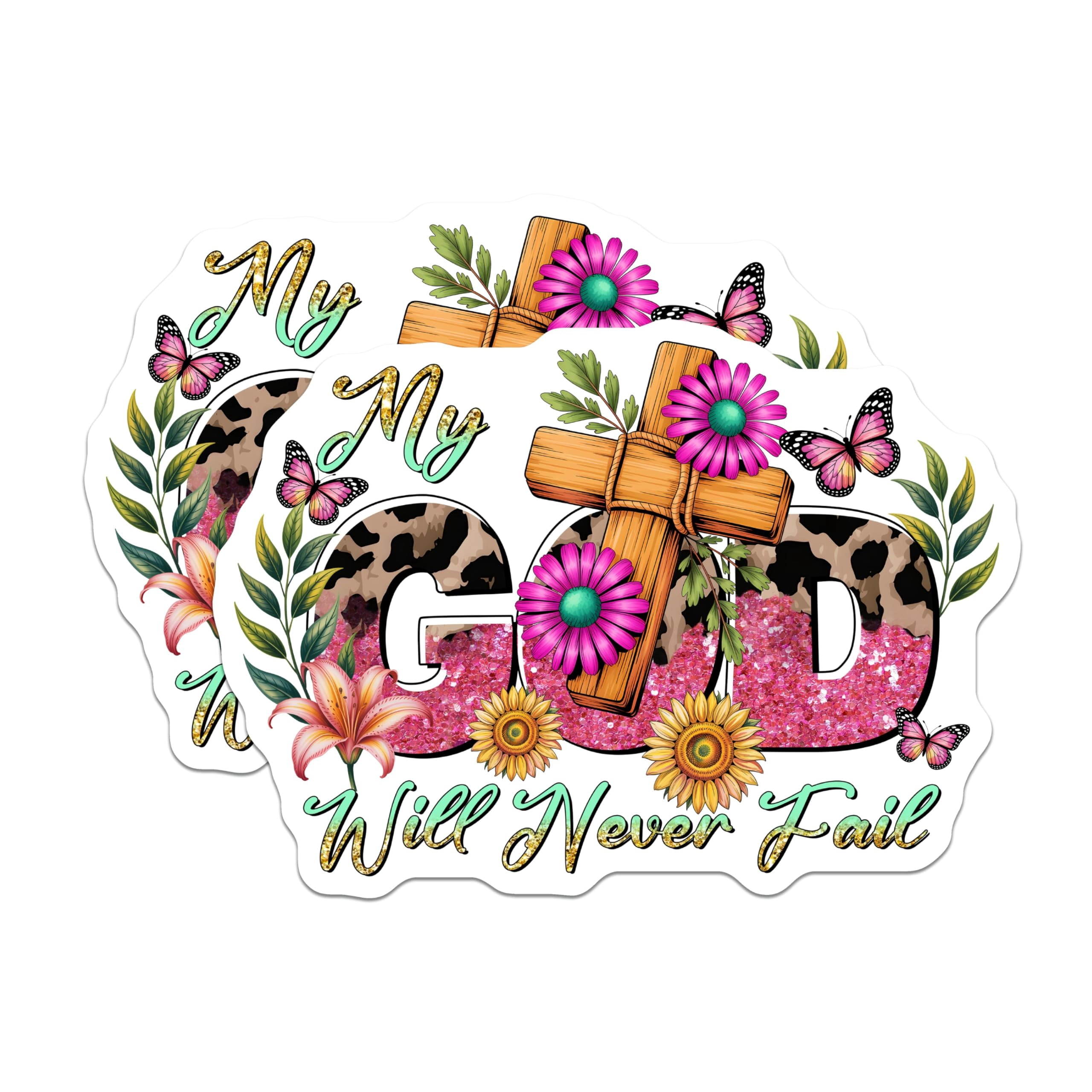 (2 Pack) Christian Stickers - My God Will Never Fail - Faith Stickers ...