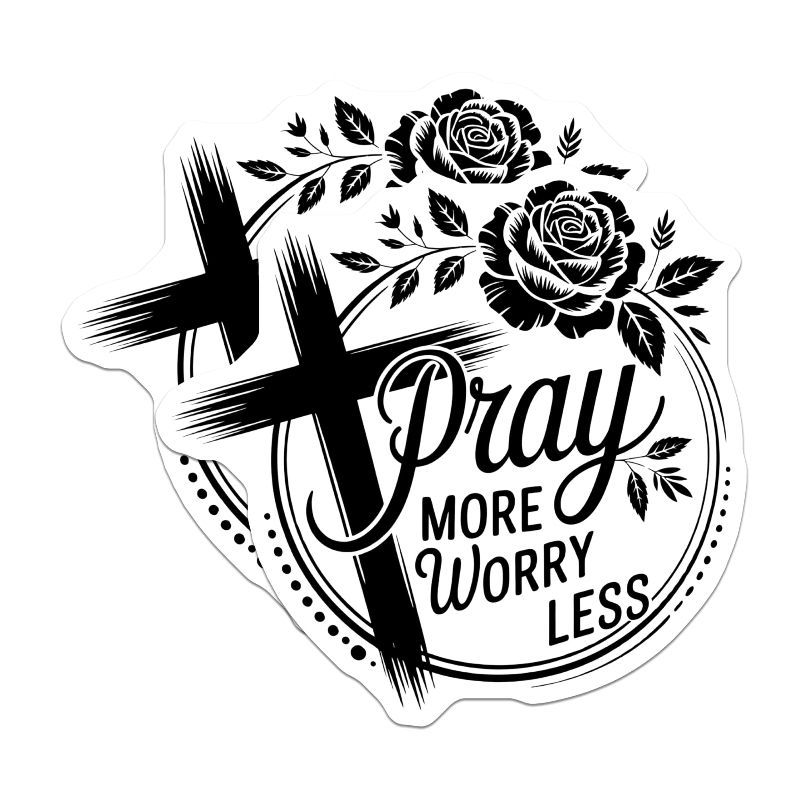 (2 Pack) Christian Stickers - Pray More Worry Less - Religious Stickers ...
