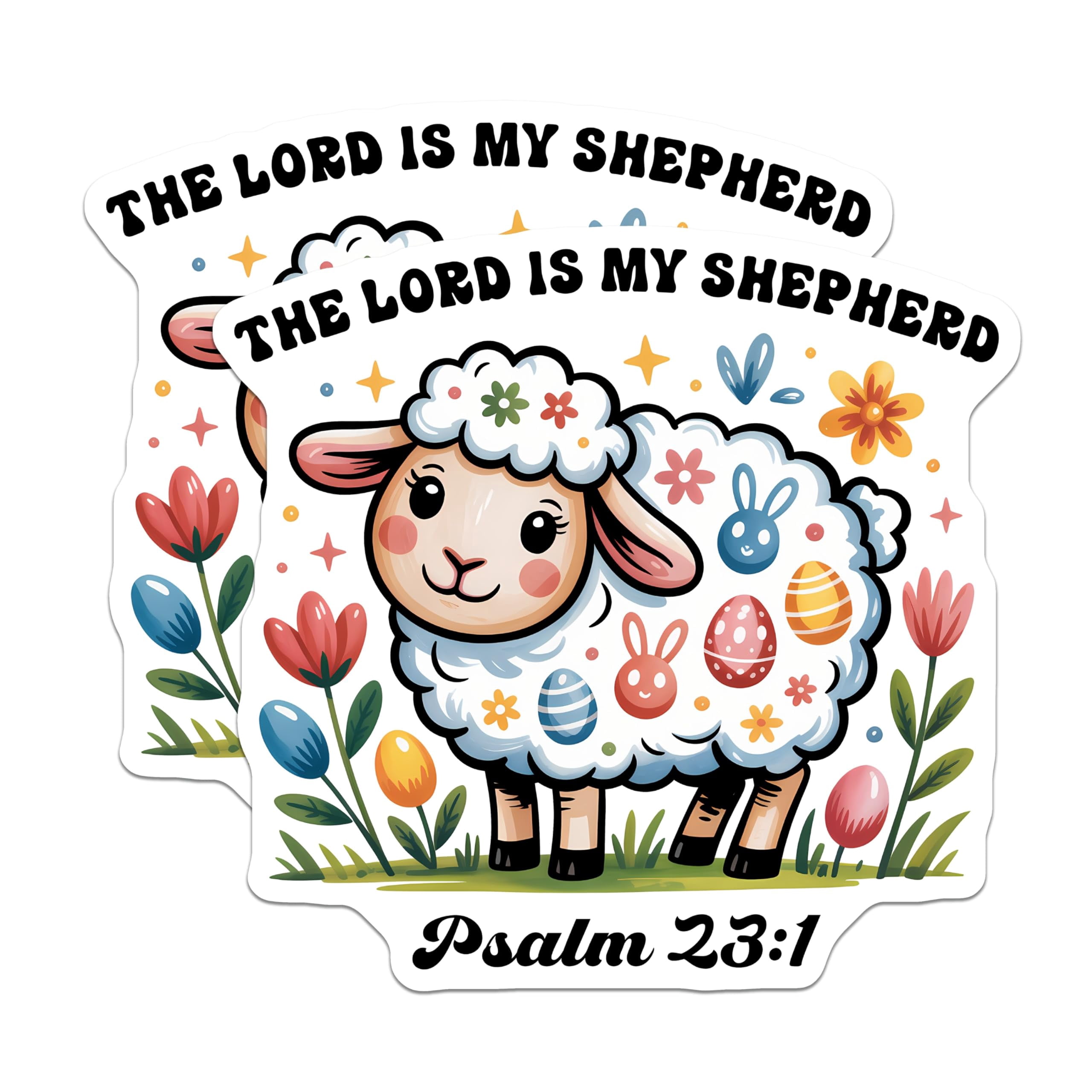 (2 Pack) Christian Stickers - Sheep Stickers - Psalm 23 1 Stickers- 5 ...