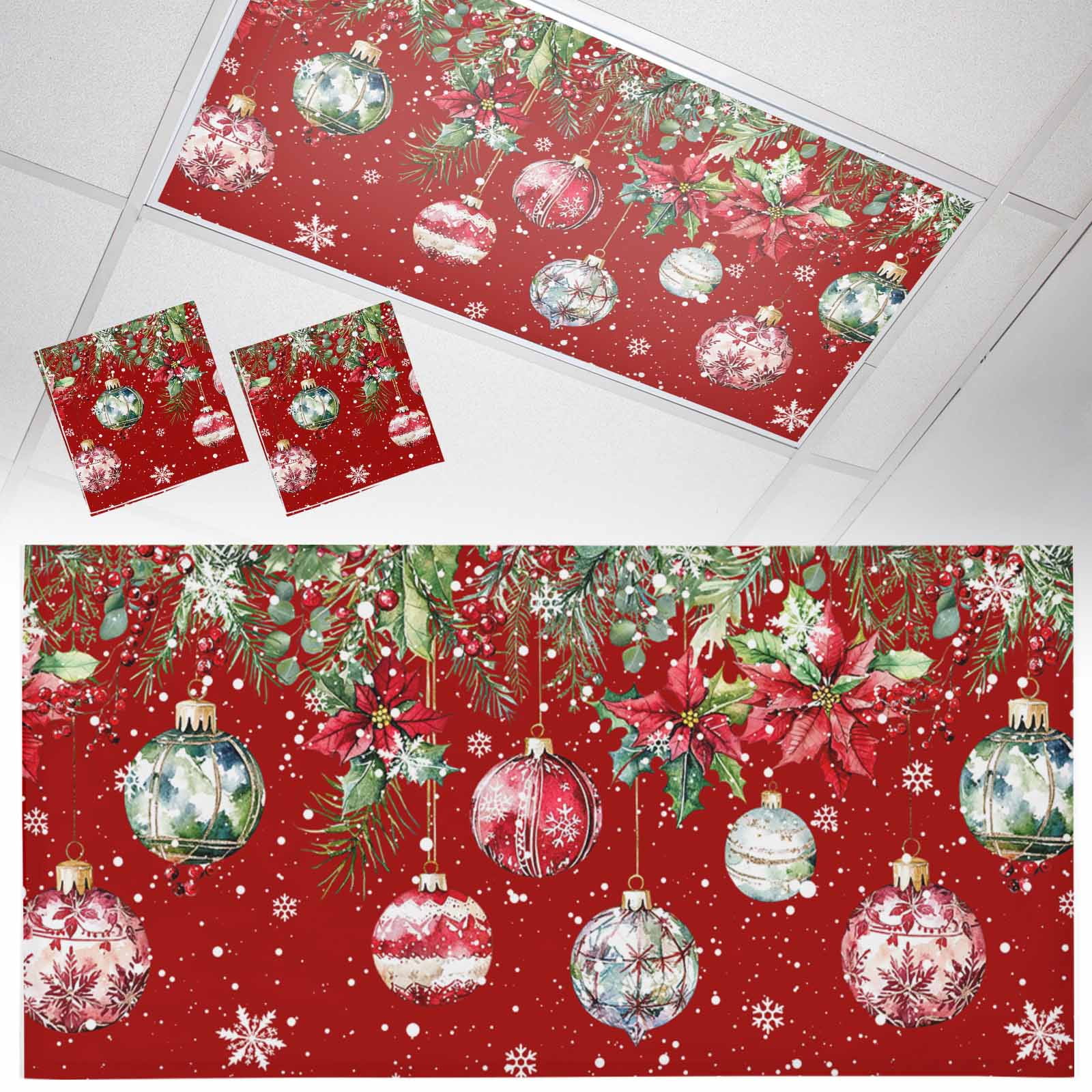 2 Pack Christmas Balls Red Fluorescent Light Covers for Ceiling Lights ...