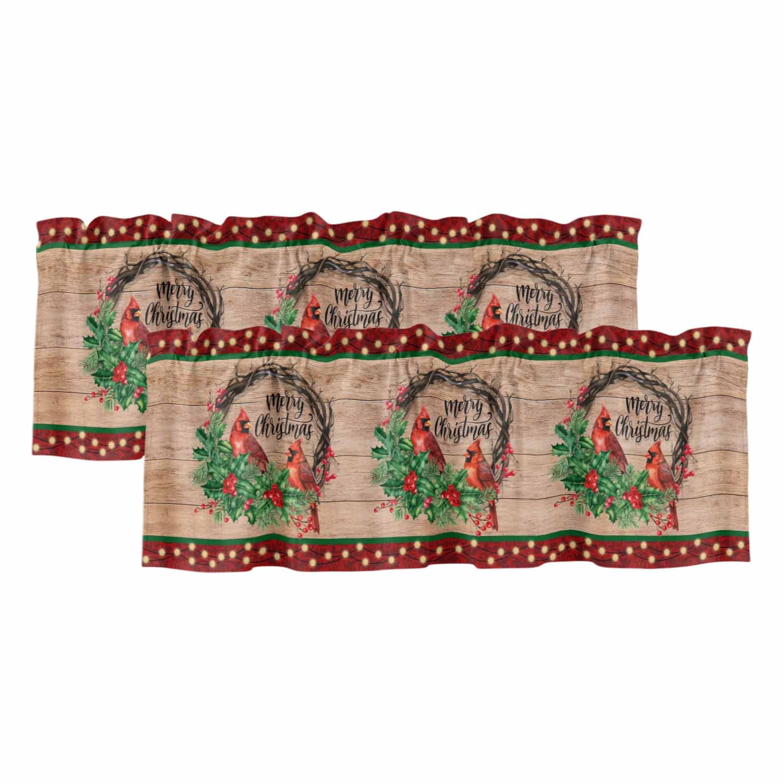 2 Pack Christmas Cardinal Valances for Windows Bedroom Living Room ...