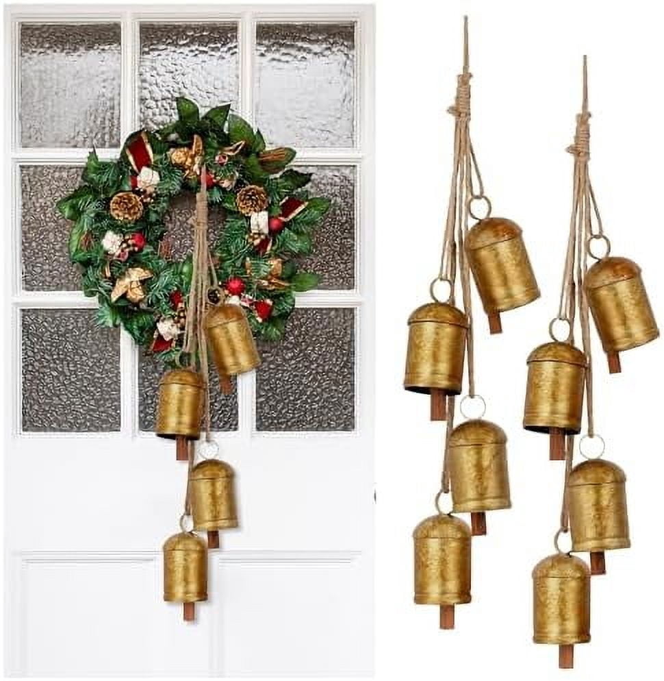 2 Pack Christmas Cow Bells - Metal Handmade Hanging Harmony Vintage ...