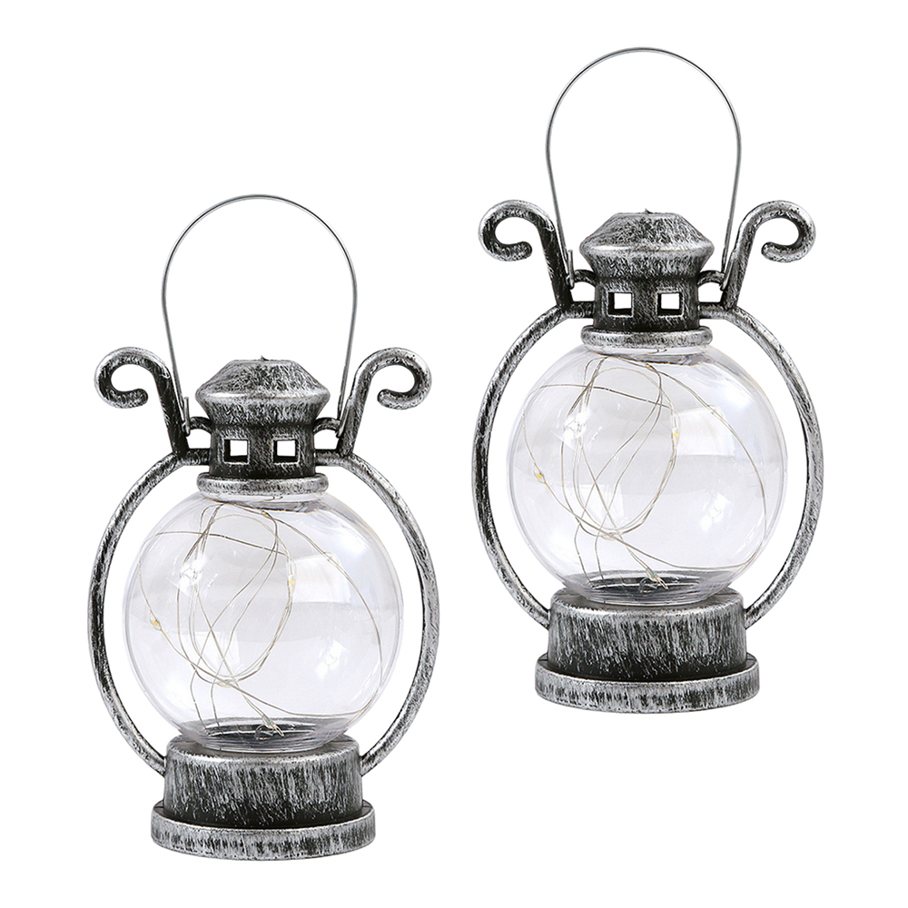 2-Pack Christmas Decorative Lanterns with Flickering LED Light String ...