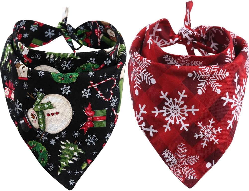 2 Pack Christmas Dog Bandana Reversible Triangle Bibs Scarf Accessories ...