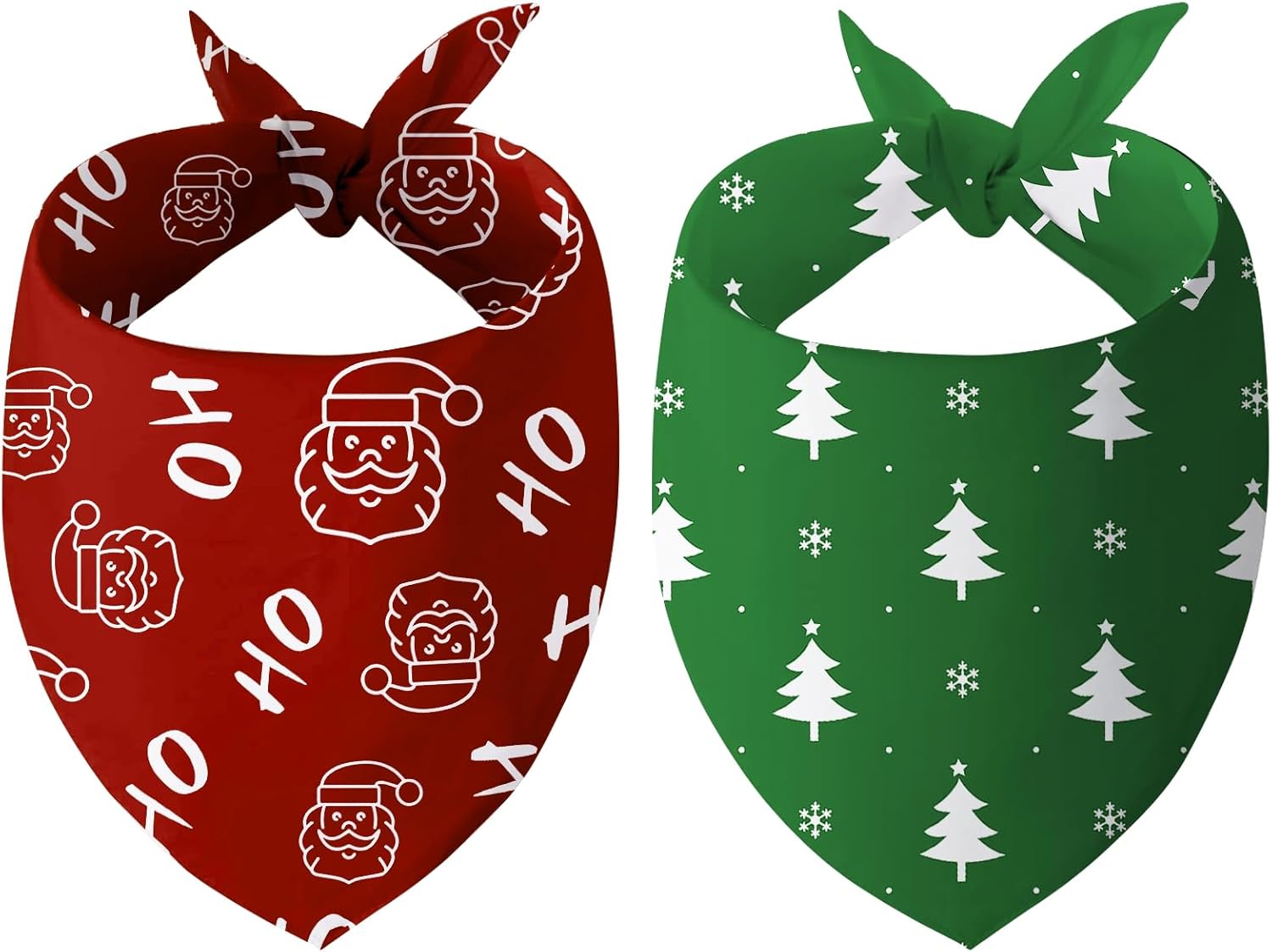 2 Pack Christmas Dog Bandanas Double-Sided Plaid Snowman Santa Dog ...