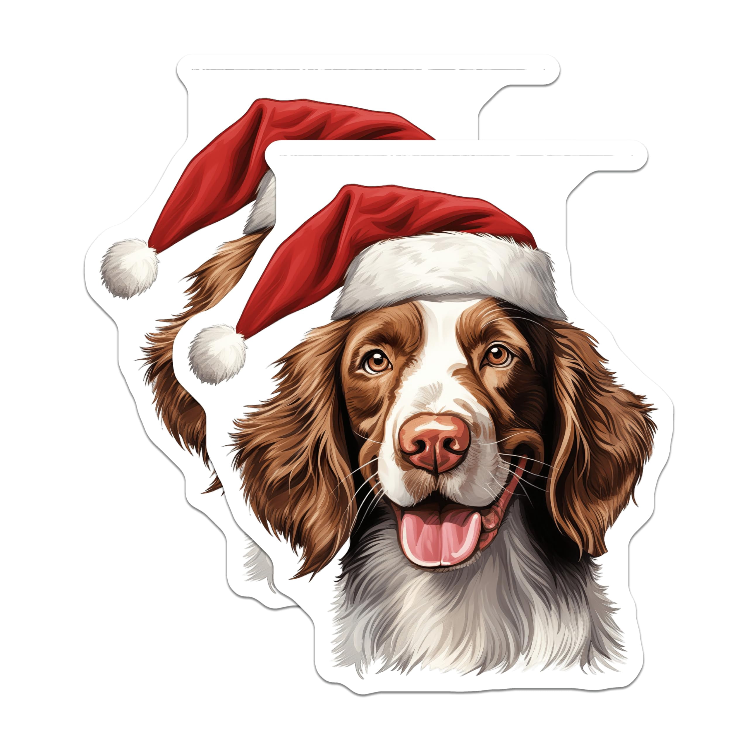 (2 Pack) Christmas Dog Stickers - Happy Santa Hat Dog - Holiday Pet ...