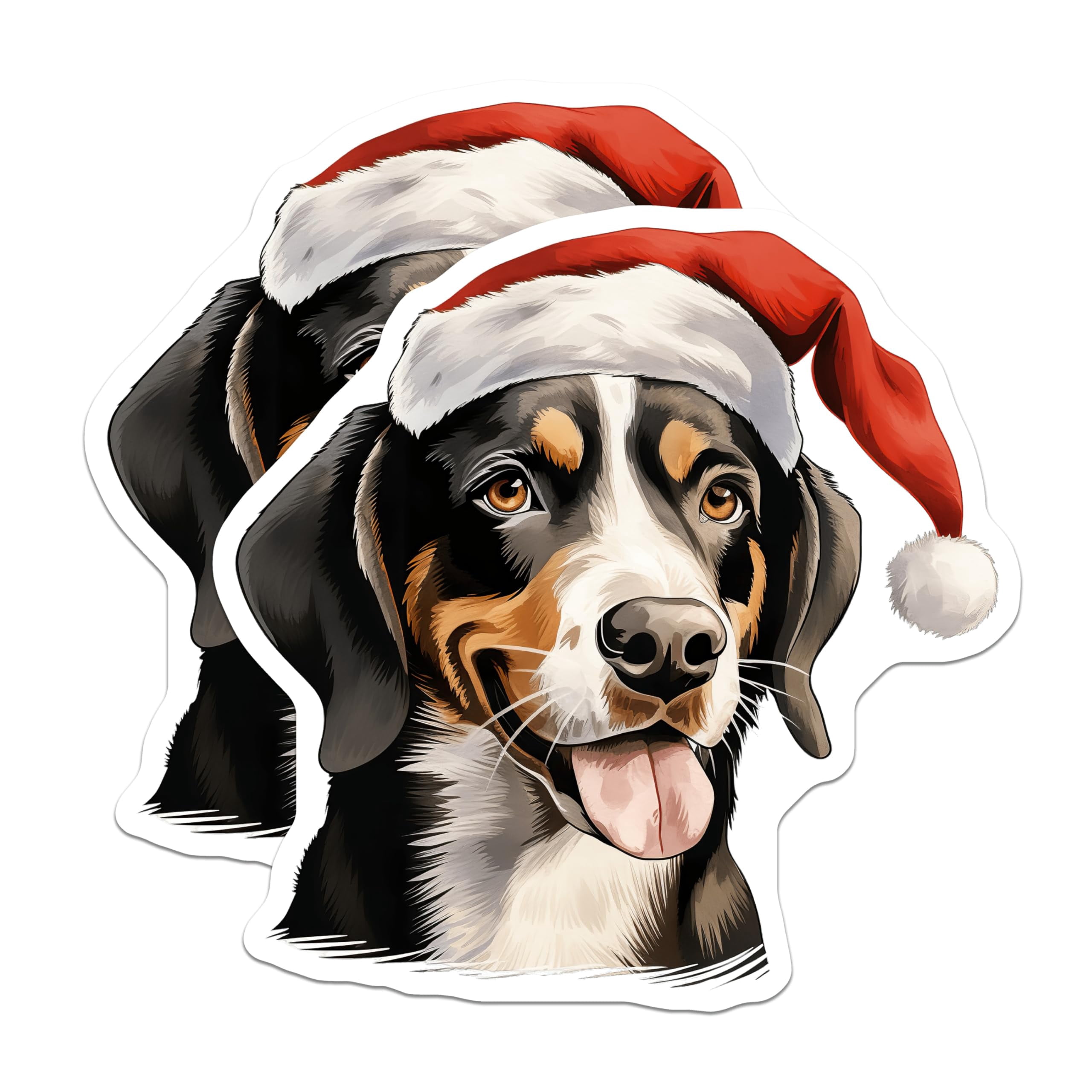 (2 Pack) Christmas Dog Stickers - Santa Hat Puppy Decals - Festive ...