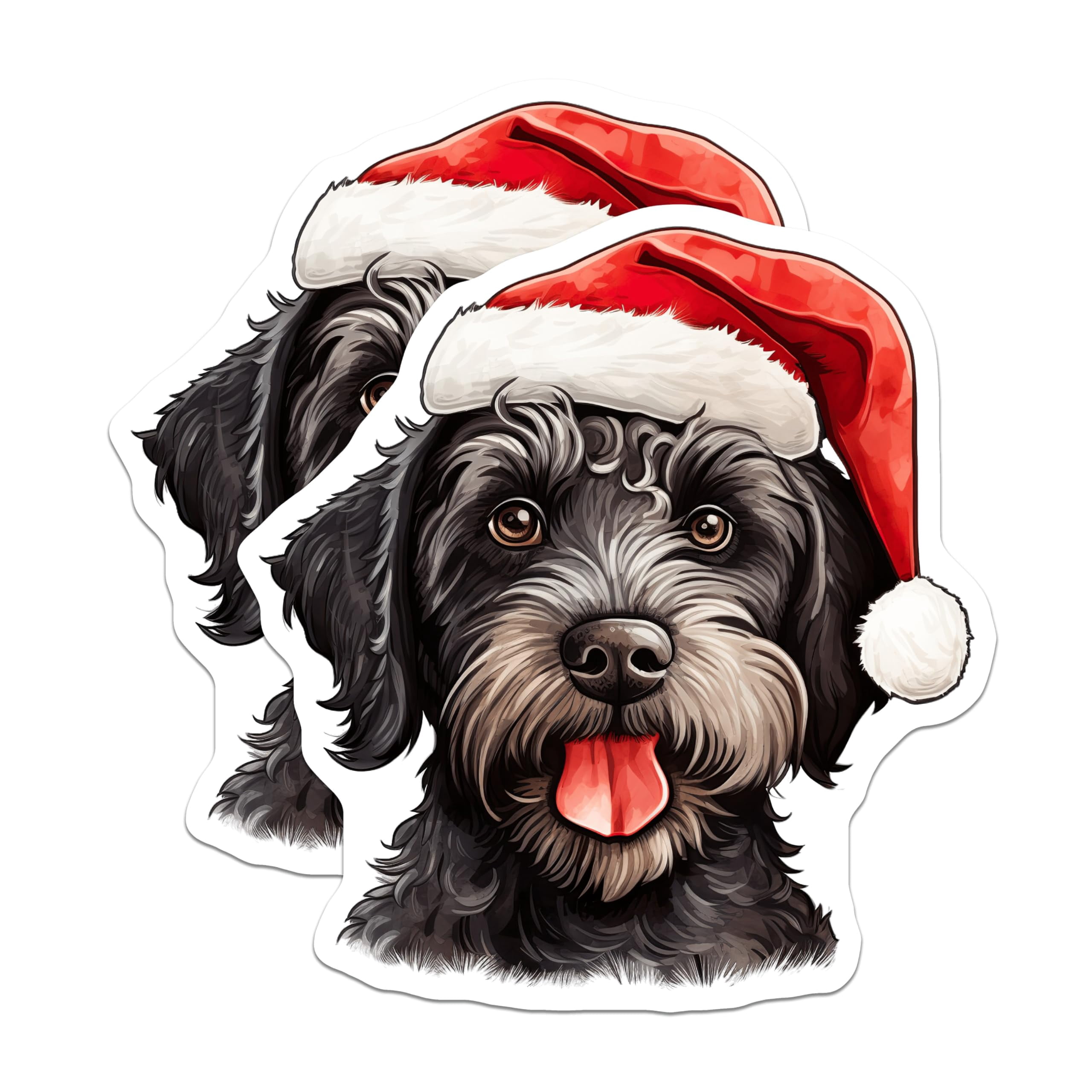 (2 Pack) Christmas Dog Stickers - Santa Hat Puppy - Holiday Pet Art - 5 ...