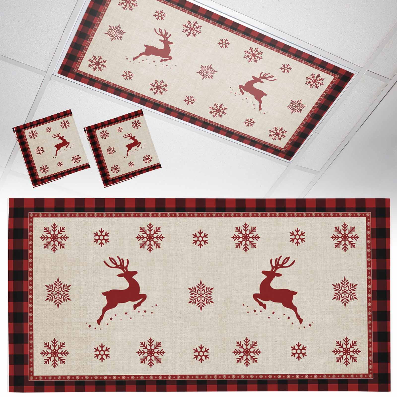 2 Pack Christmas Elk Fluorescent Light Covers for Ceiling Lights ...