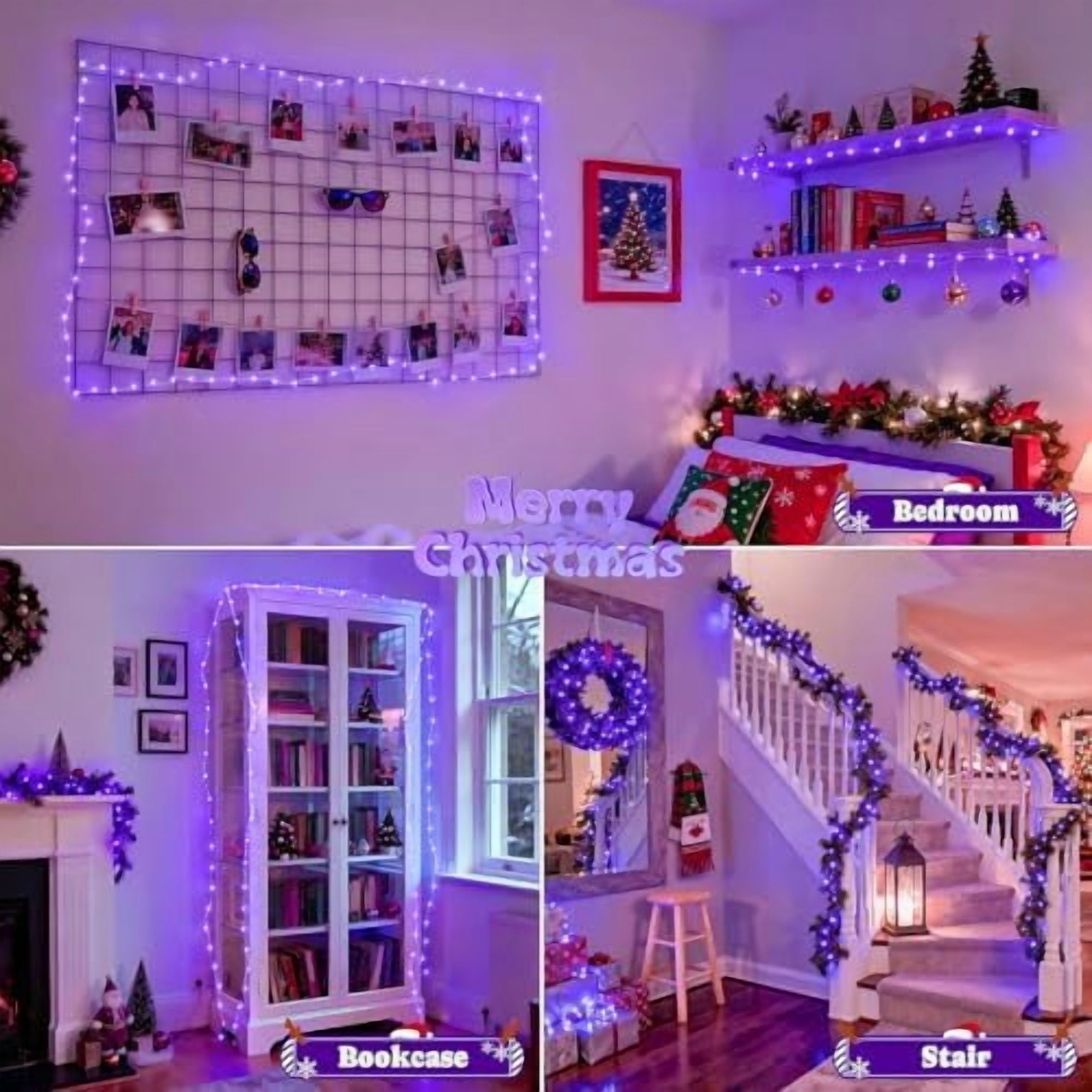 2 Pack Christmas Fairy Lights Battery Operated, Total 200 LED 66ft ...