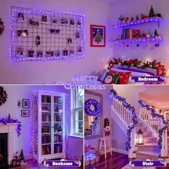 2 Pack Christmas Fairy Lights Battery Operated, Total 200 LED 66ft ...