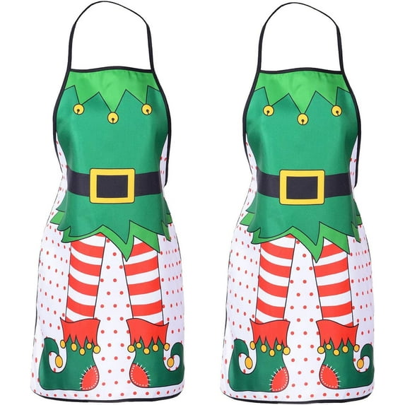 2 Pack Christmas Funny Elf Apron, Cute Kitchen Chef Bib BBQ Cooking ...