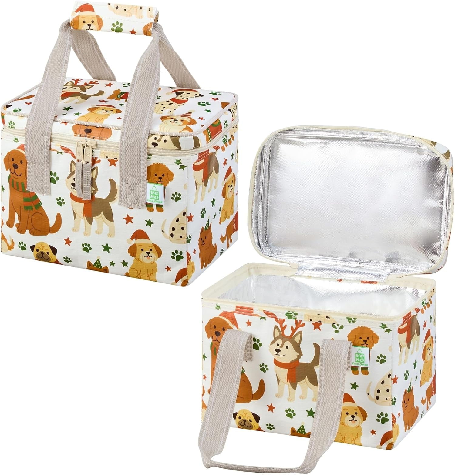 2 Pack Christmas Insulated Lunch Bag, Heavy Duty Insulated Grocery Bags ...