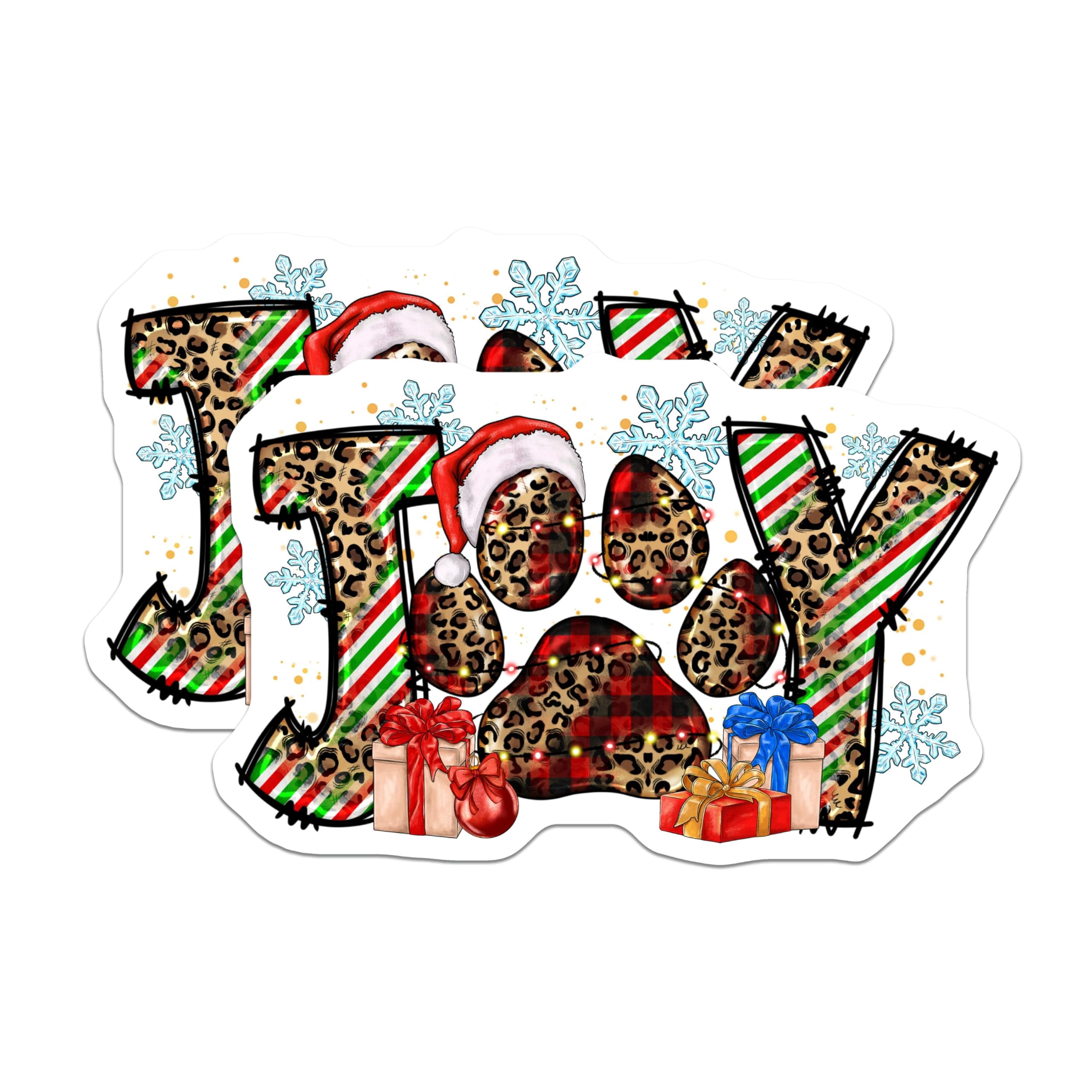 (2 Pack) Christmas Joy Paw Print Magnets - Leopard Print Holiday Decor ...