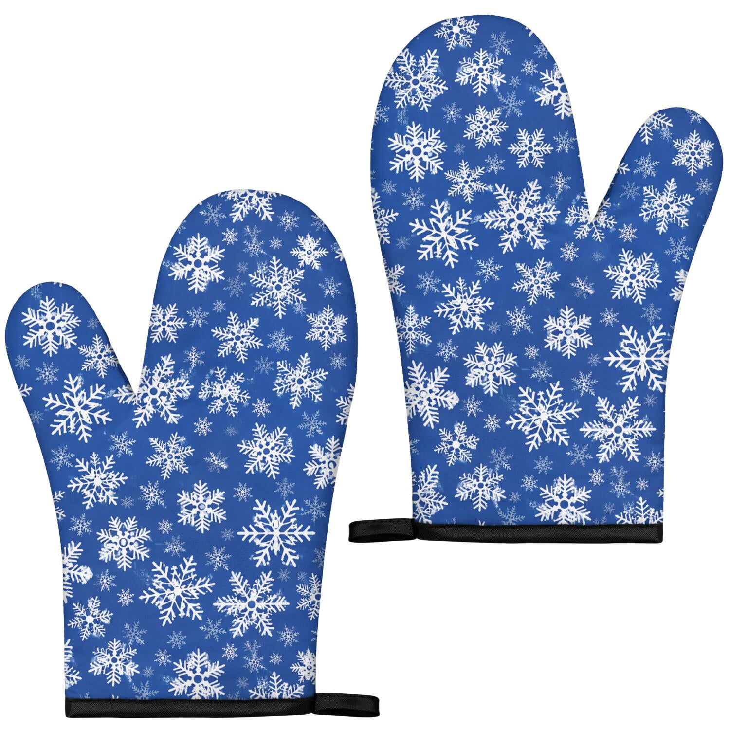 2 Pack Christmas Oven Gloves Double Sided Full Print Polyester Cotton ...