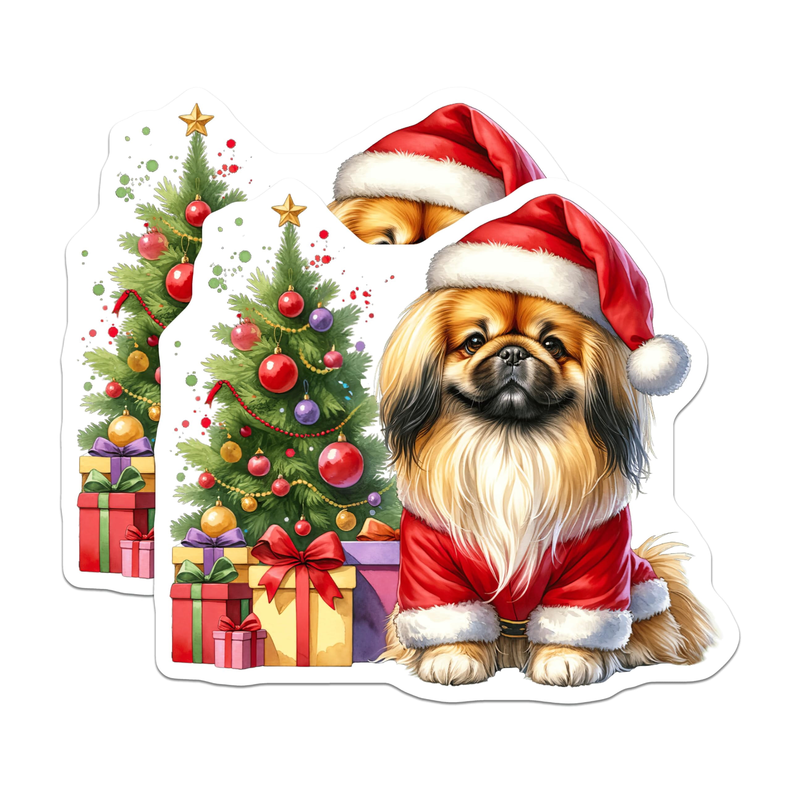 (2 Pack) Christmas Pekingese Dog Stickers - Santa Outfit Pet Decals ...