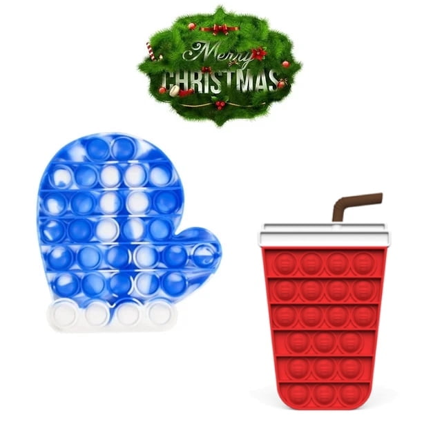 2 Pack Christmas Pop Fidget Toys - Big Size Push Pop Bubbles Fidgets ...