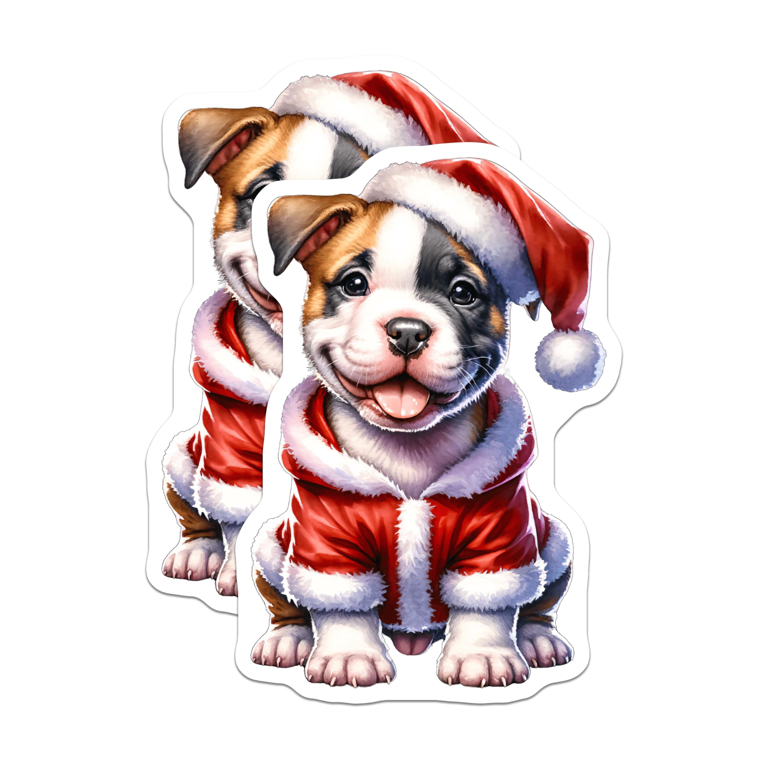 (2 Pack) Christmas Puppy Stickers - Santa Dog Decals - Holiday Pet ...
