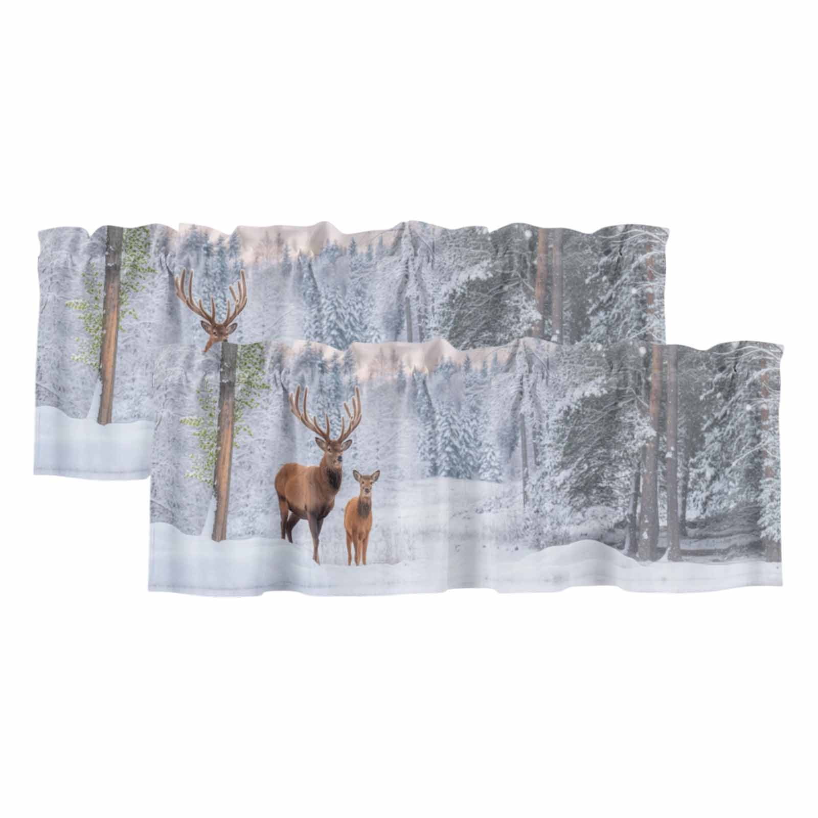 2 Pack Christmas Reindeer Valances for Windows Bedroom Living Room ...