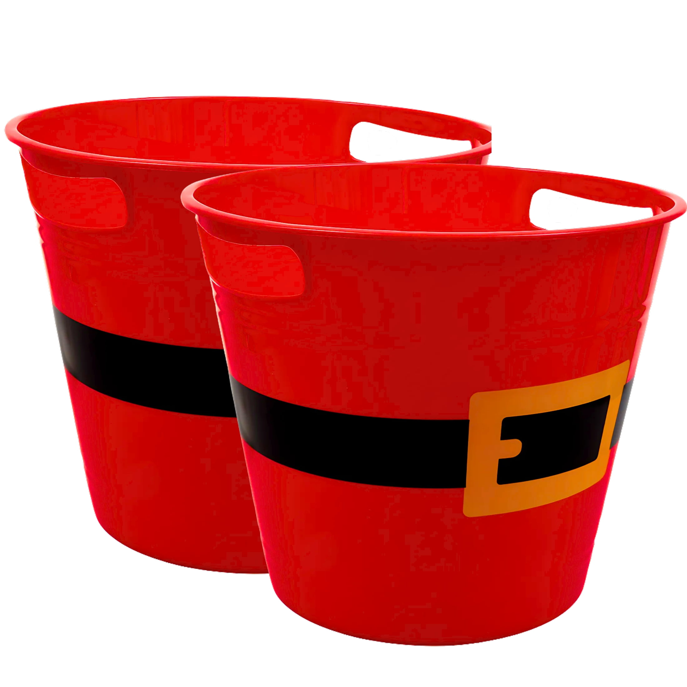 2-Pack Christmas Santa Belt Buckets, 7.95in. x 8.32in. Holiday Gift Red ...