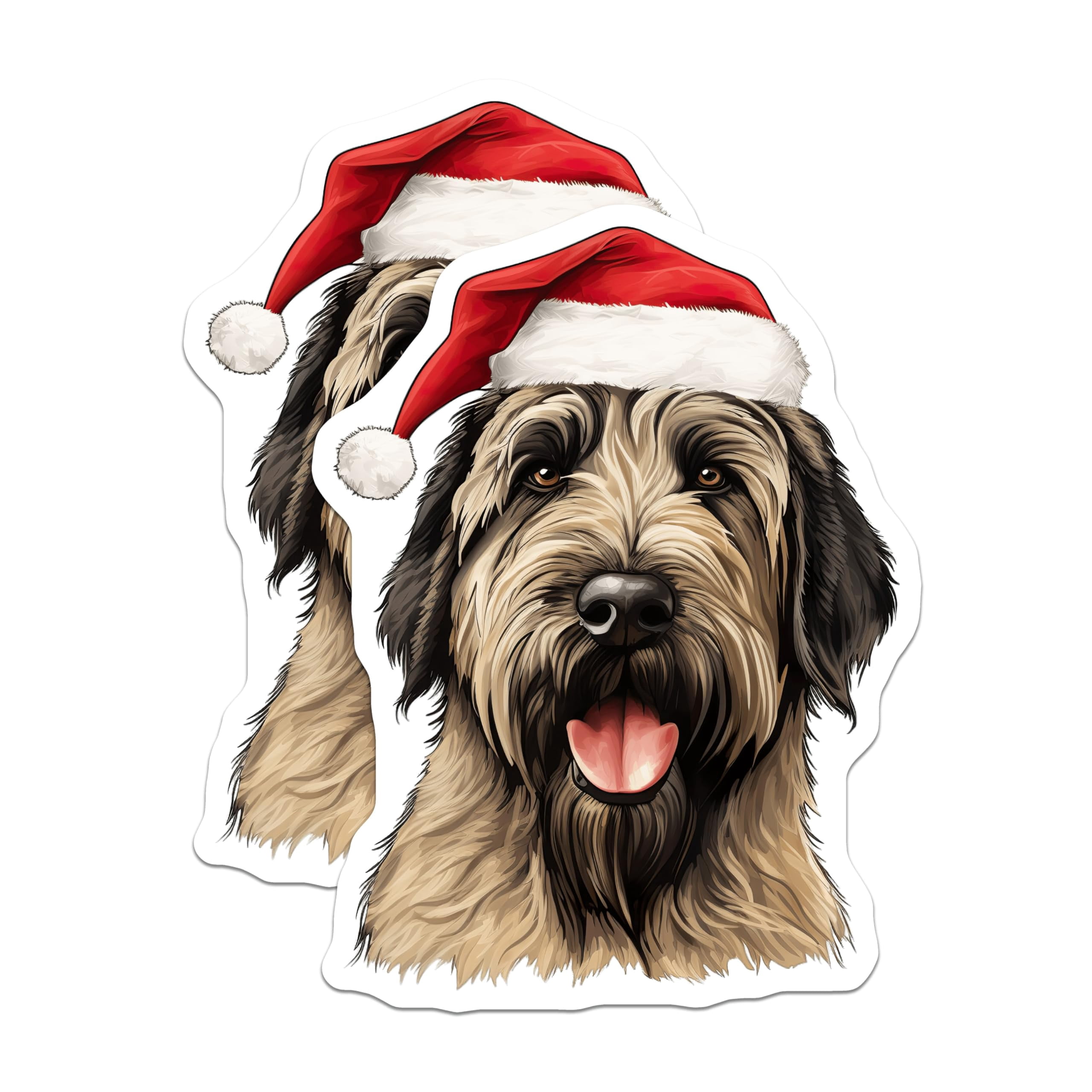 (2 Pack) Christmas Shaggy Dog Stickers - Santa Hat Animal Decal ...
