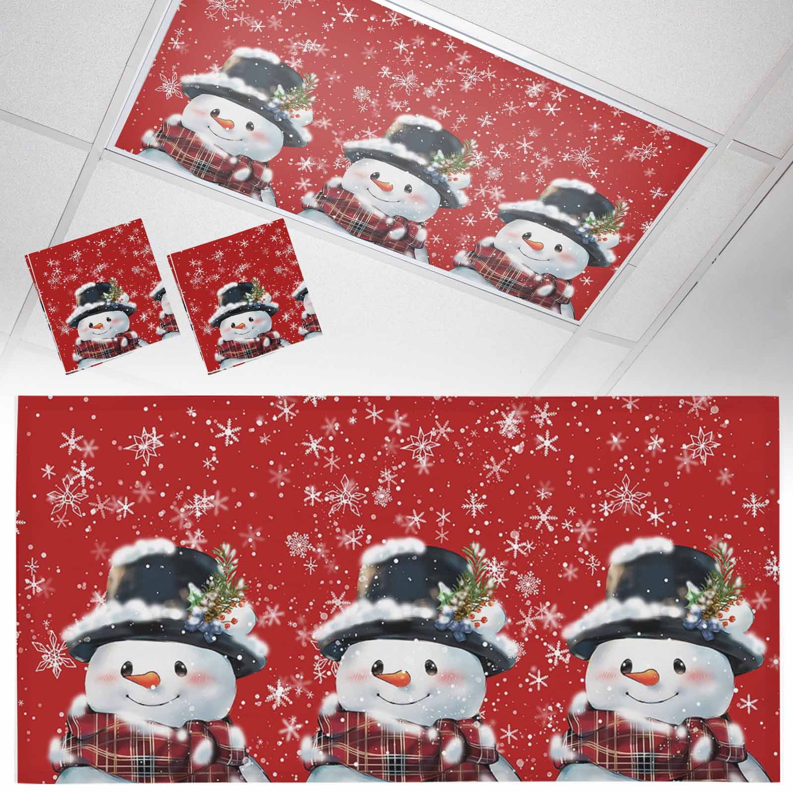 2 Pack Christmas Snowman Fluorescent Light Covers for Ceiling Lights ...