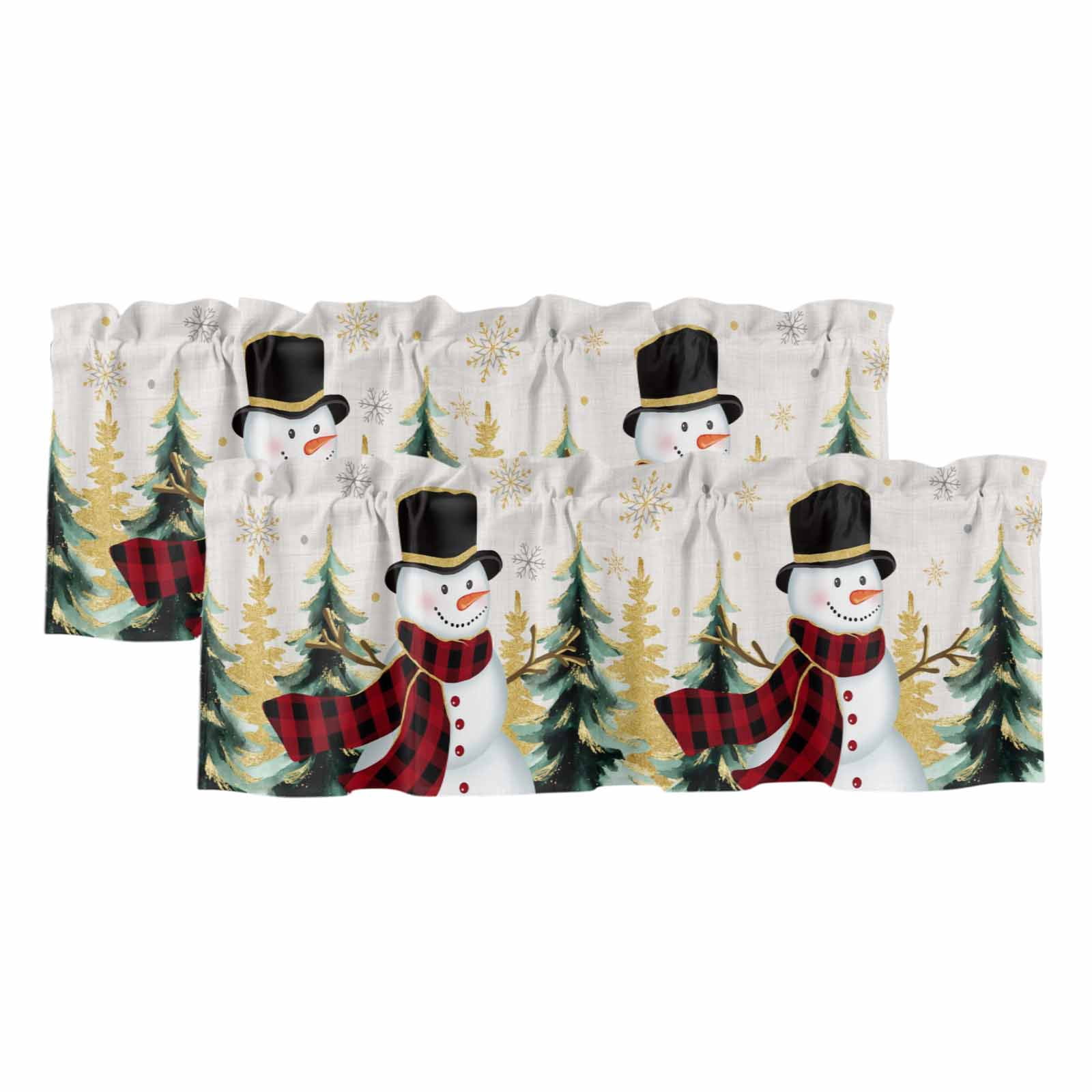 2 Pack Christmas Snowman Valances for Windows Bedroom Living Room ...